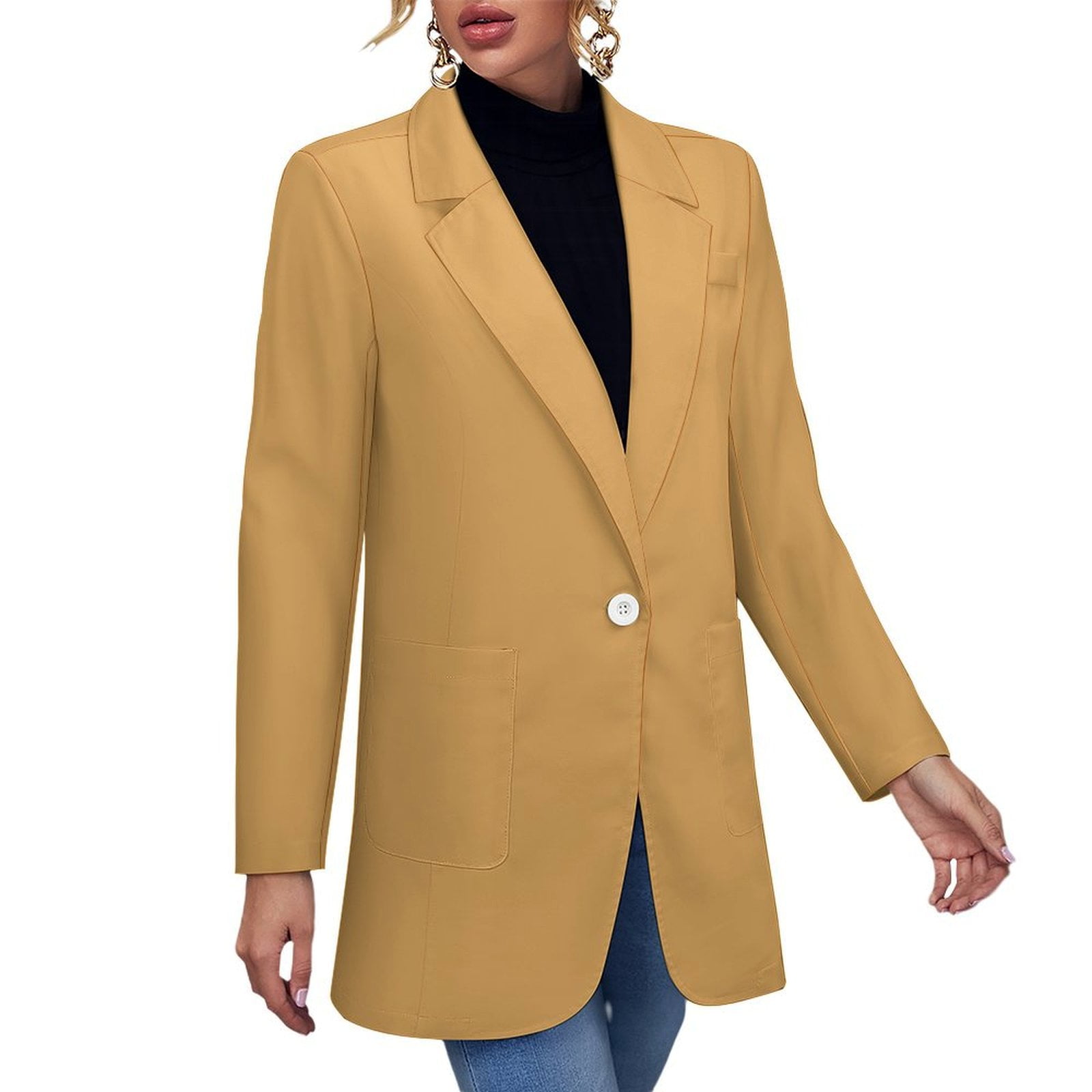 Earth Yellow Woman Casual Loose Suits Summer Jacket Woman Oversize ...