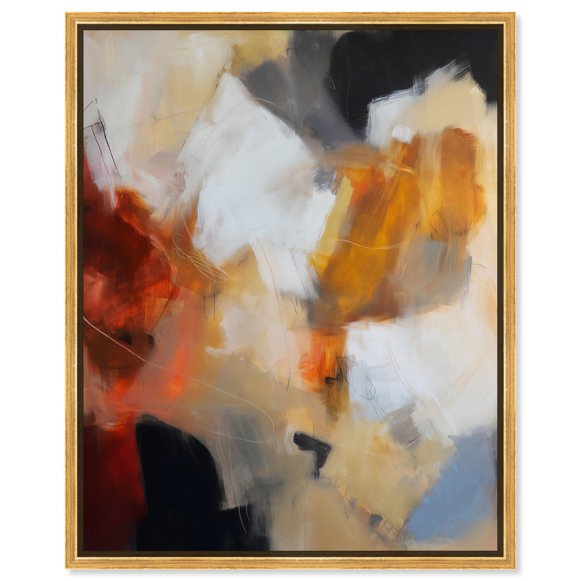Earth and Fire I Canvas Modern Abstracts by Art Remedy, Gold Frame, 20 ...