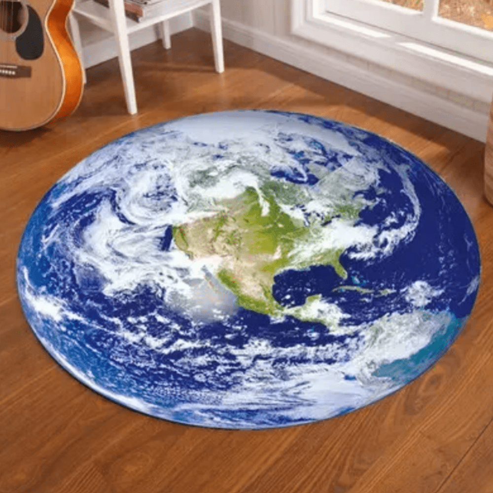 Earth and Moon Circular Carpet Living Room Bathroom Bedroom Floor ...
