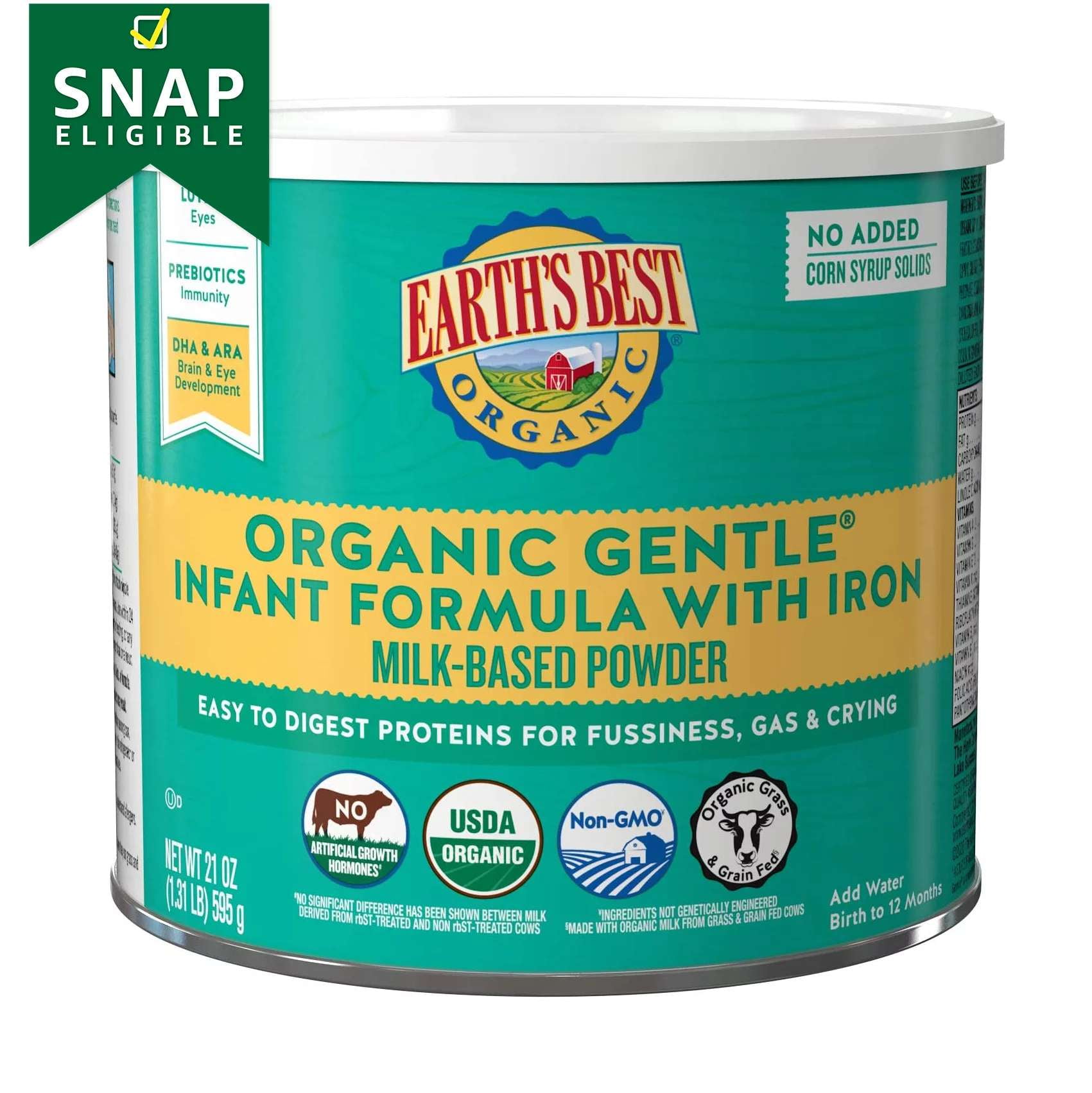 Earth's Best Gentle Organic Powder Baby Formula with Iron, 21 oz ...