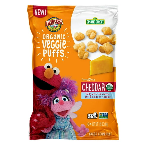 Earth's Best Organic Baby Toddler Snack Cheddar Veggie Puffs, 1.55 oz ...