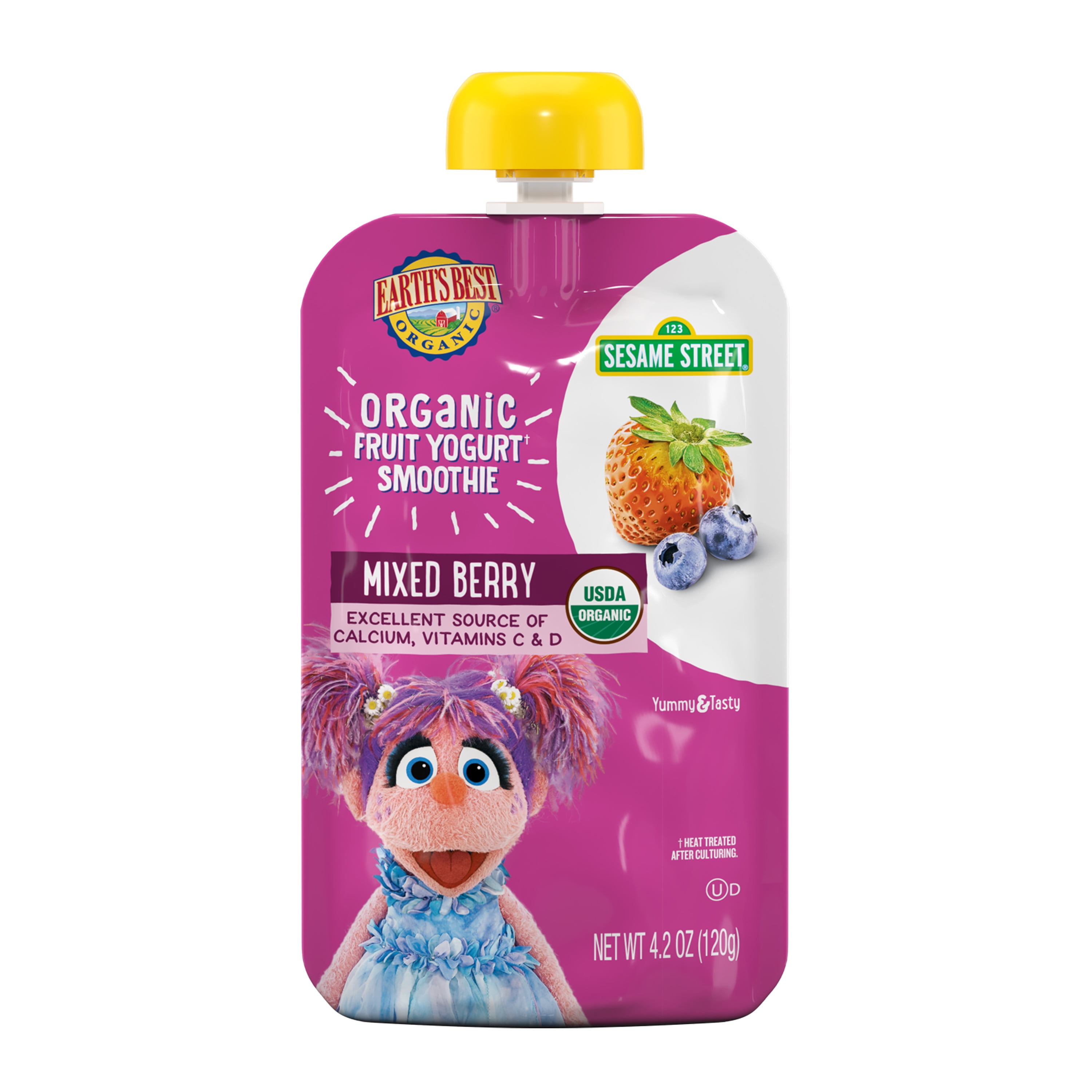 Earth's Best Organic Fruit Yogurt Smoothie Toddler Food, Mixed Berry, 4 ...