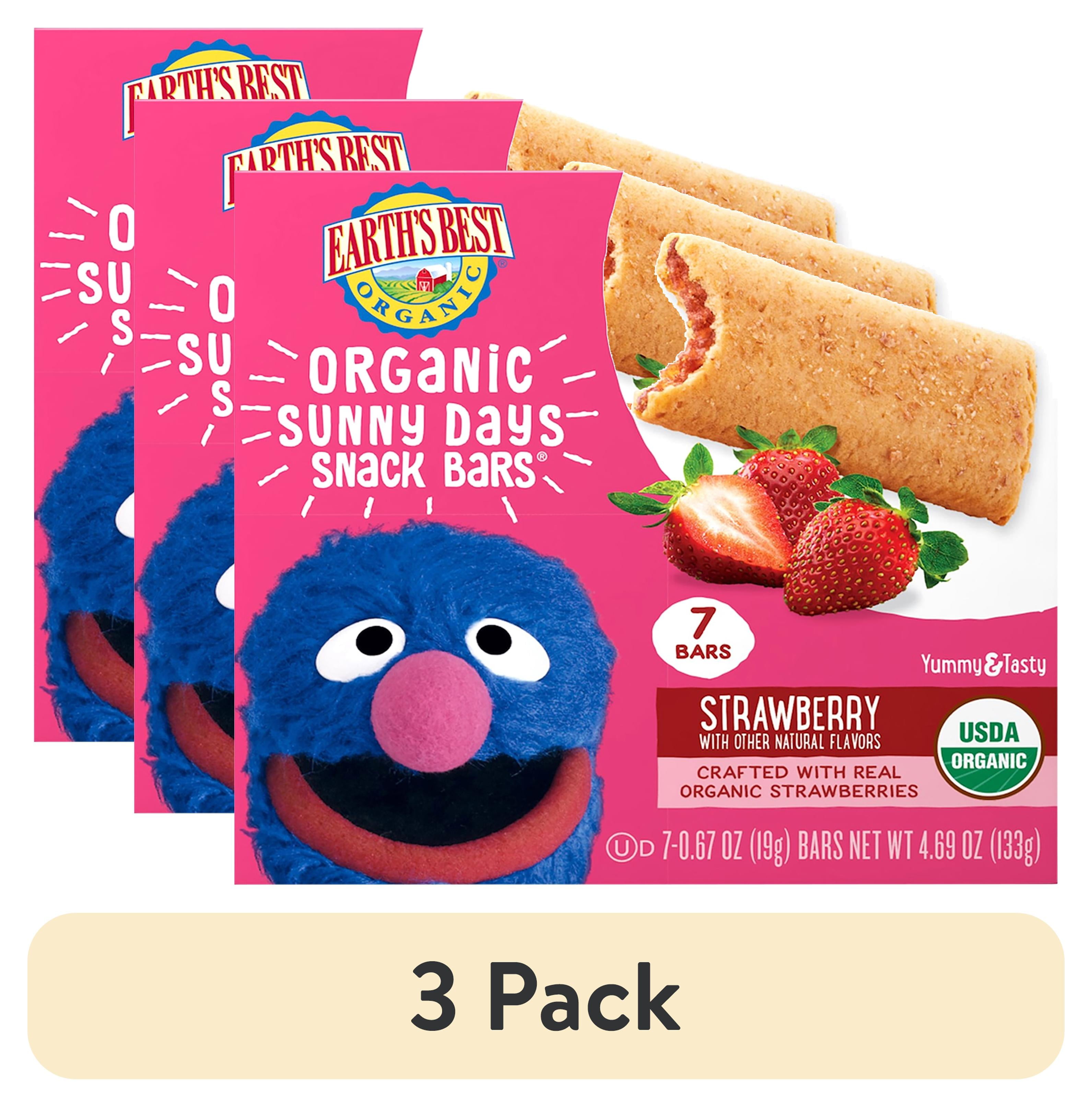 (3 pack) Earth's Best Organic Sesame Street Strawberry Sunny Days Snack ...