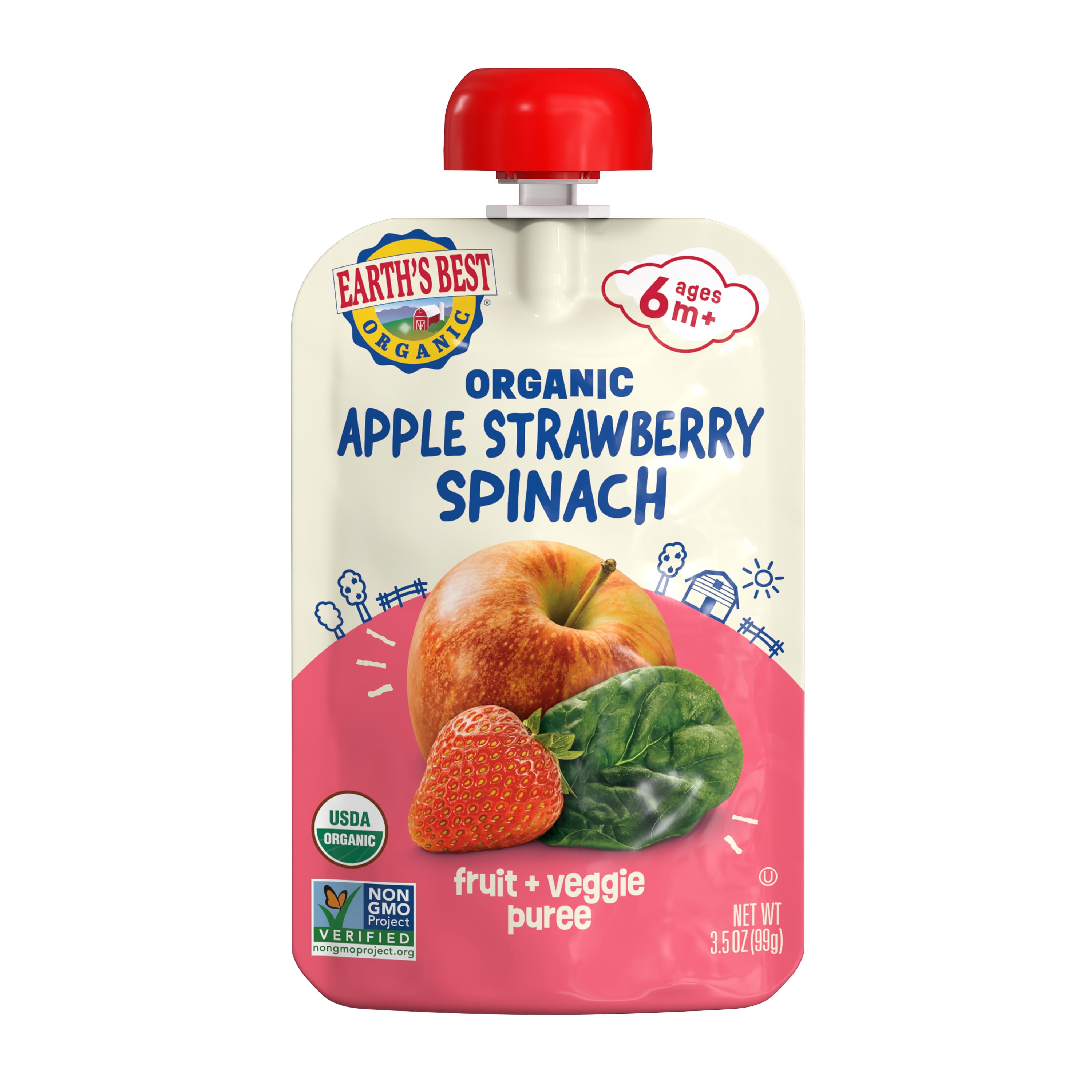 Earth's Best Organic Stage 2 Baby Food, Apple Strawberry Spinach Fruit ...