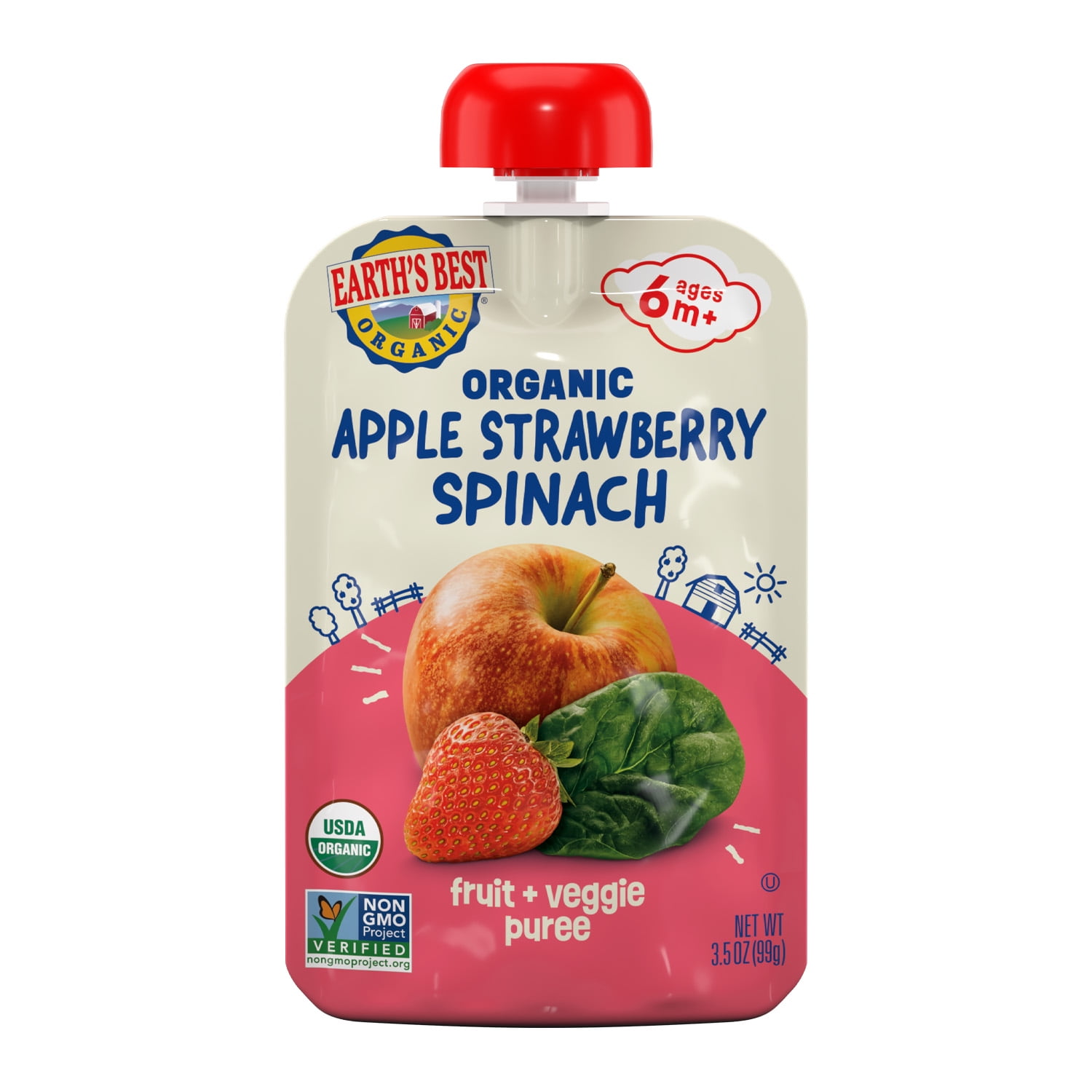 Earth's Best Organic Stage 2 Baby Food, Apple Strawberry Spinach Fruit ...