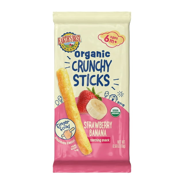Earth's Best Organic Teething Crunchy Sticks Strawberry Banana Puffed ...