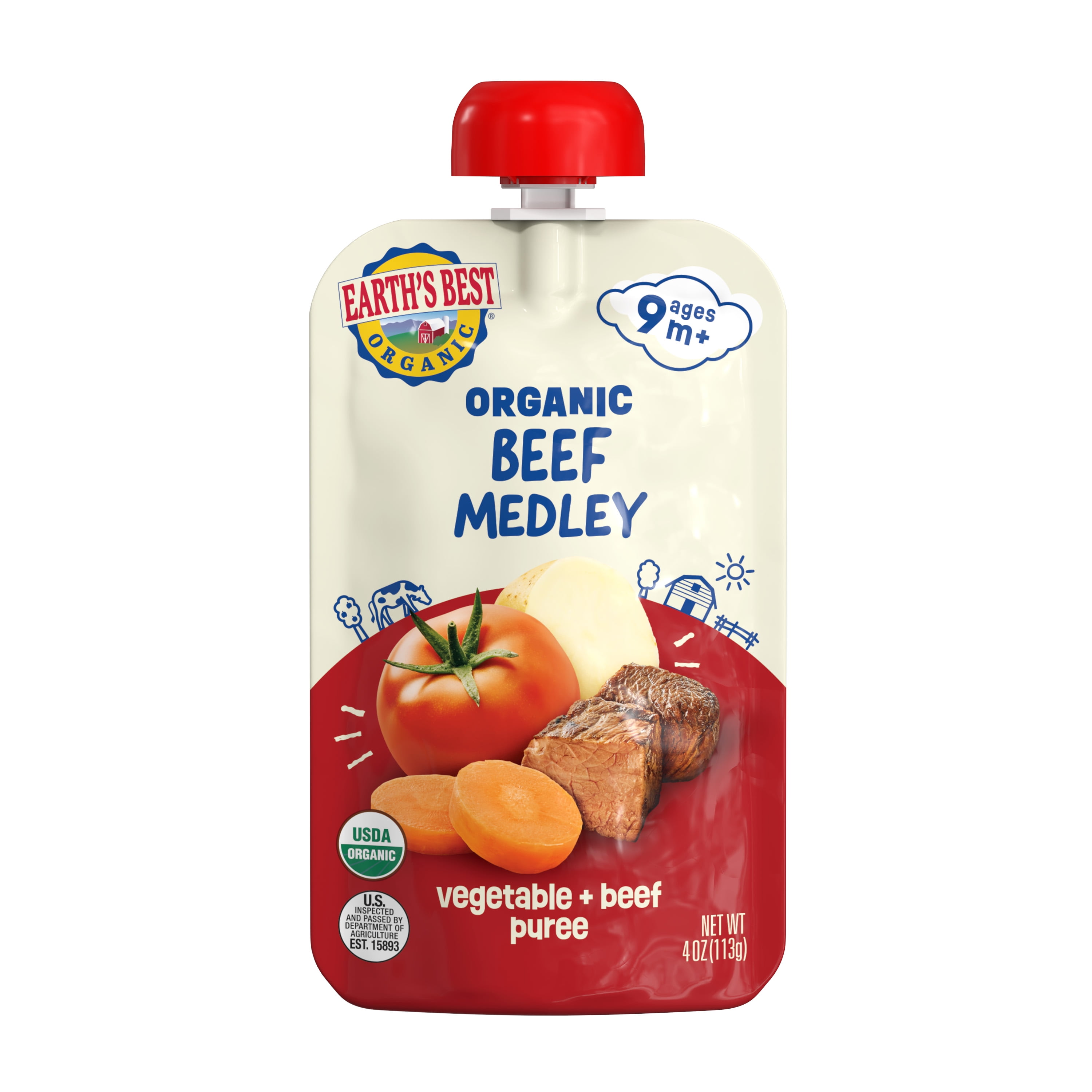Earth's Best Organic Stage 3 Baby Food, Beef Medley Protein & Veggie ...