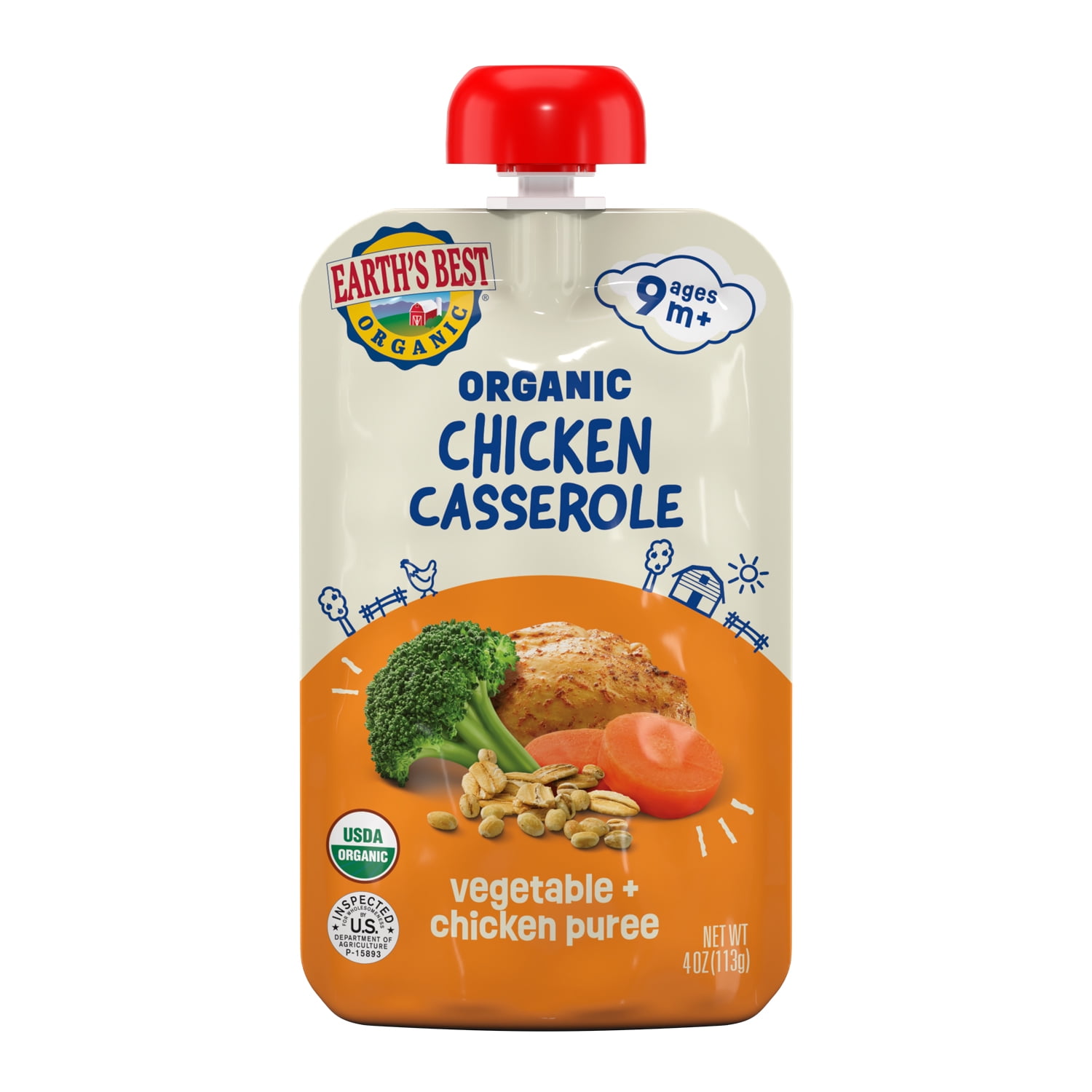 Earth's Best Organic Stage 3 Baby Food, Chicken Casserole Protein ...