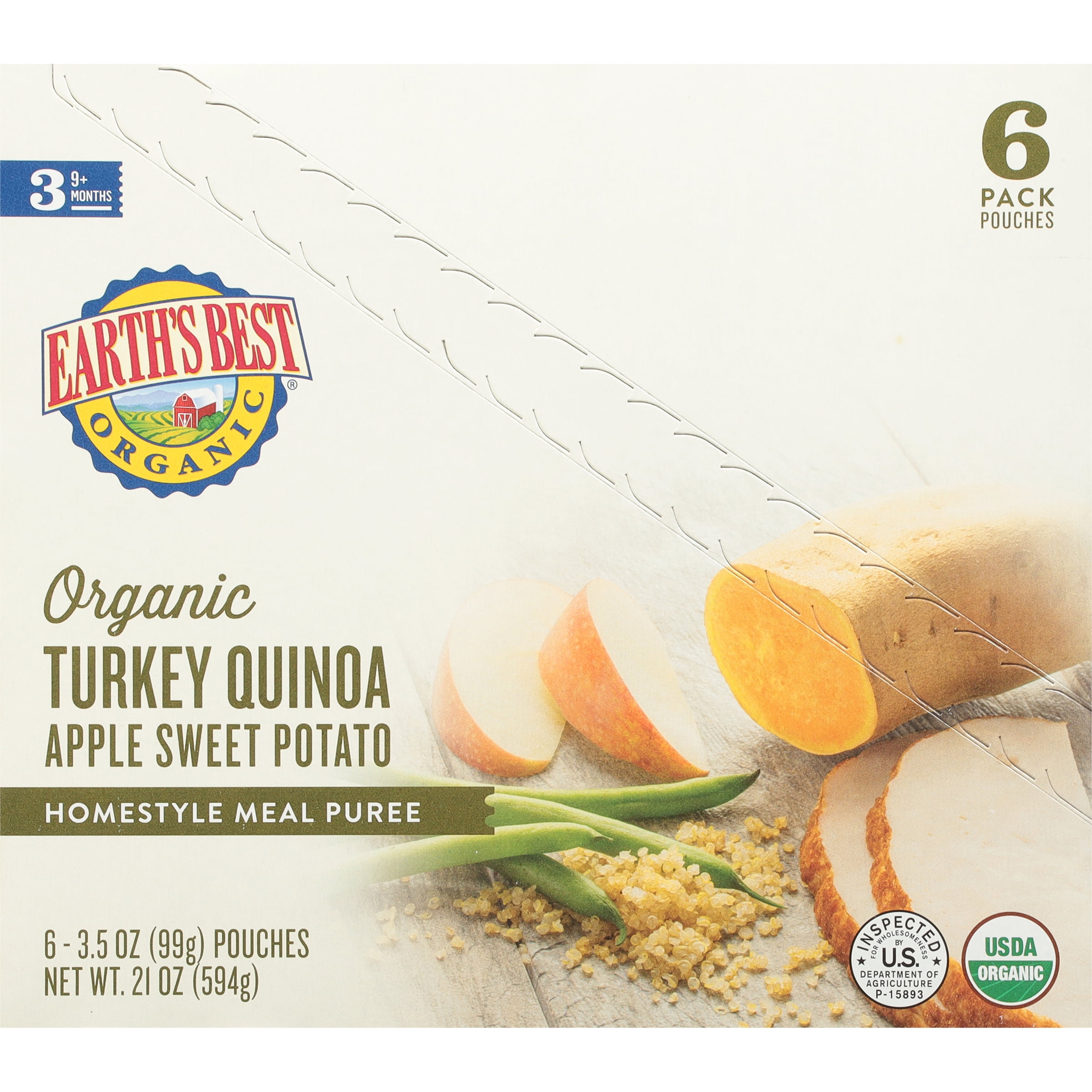 Earth's Best Organic Stage 3 Baby Food, Turkey Quinoa Apple Sweet ...
