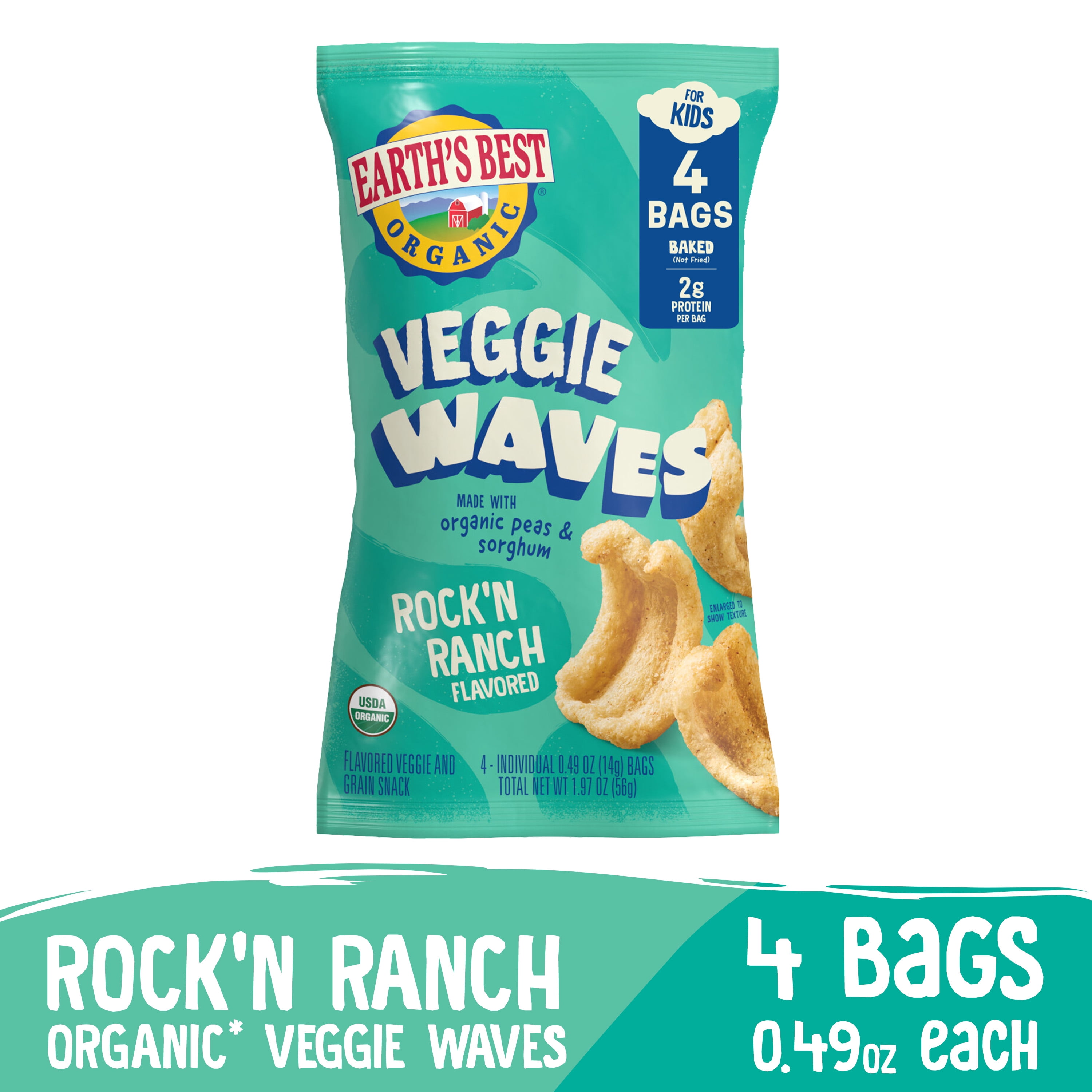 Earth's Best Organic Veggie Waves Veggie Snack, For Ages 4+, Non-GMO ...