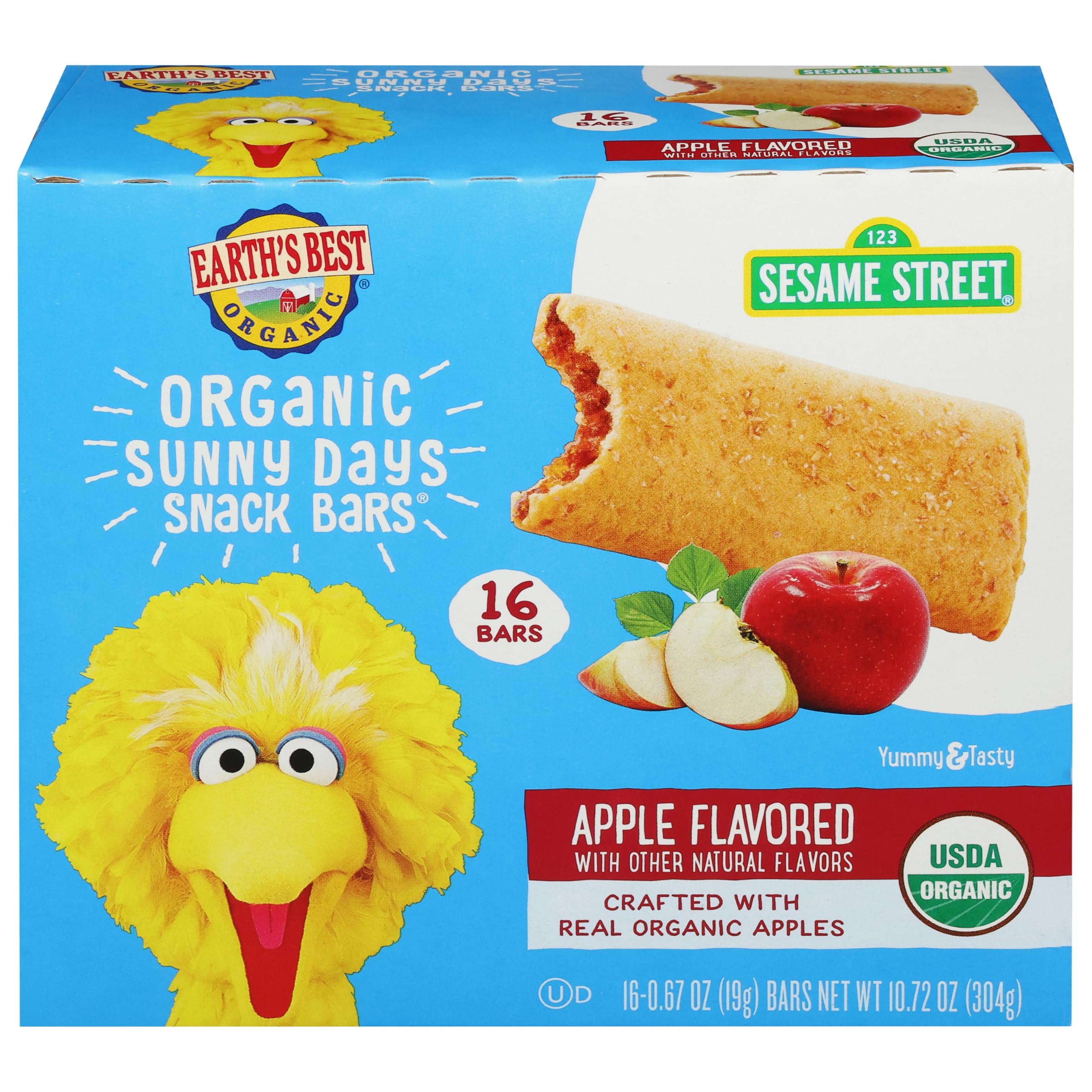 Earth's Best Sesame SCH4 Street Organic Sunny Days Snack Bars, Apple ...