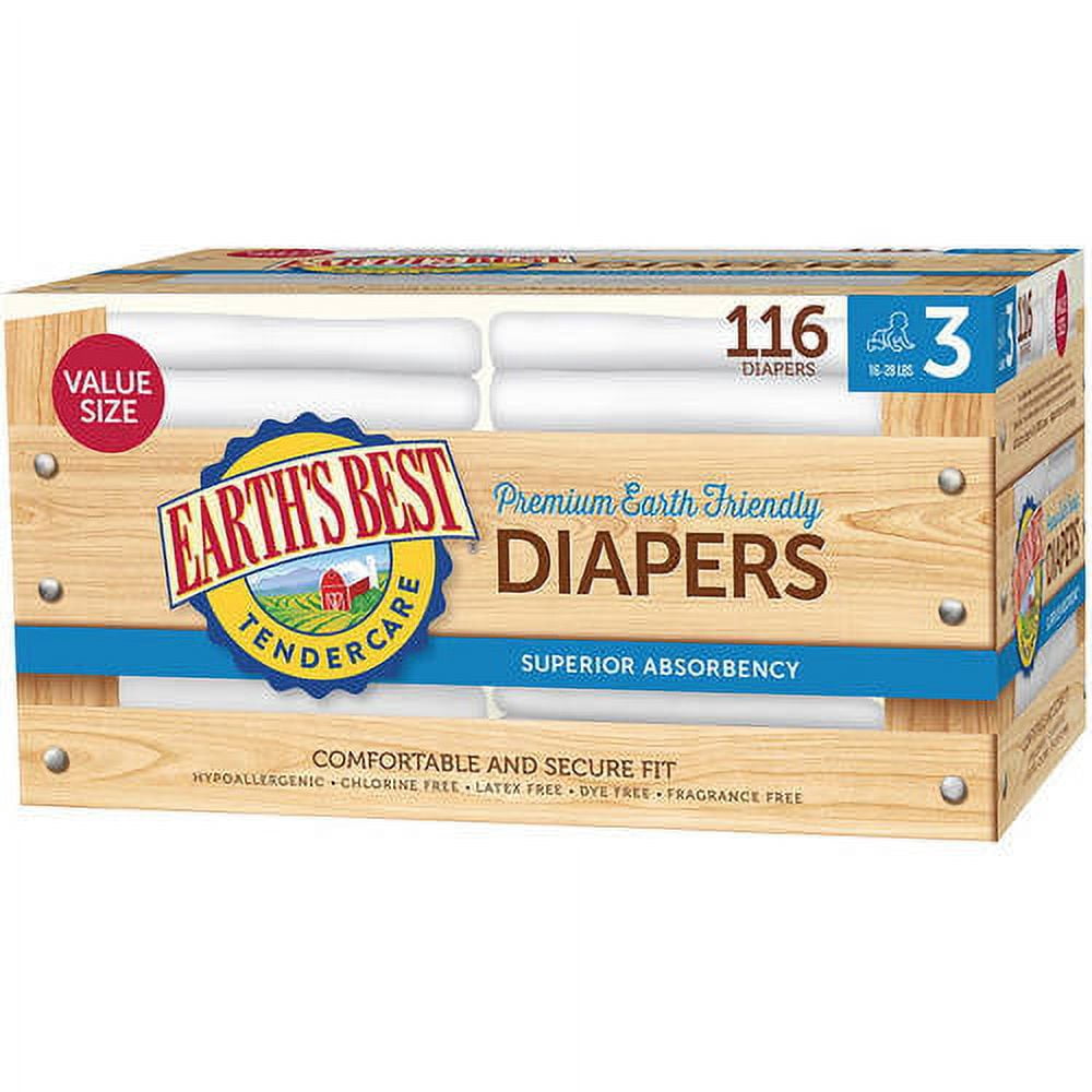 Earth's Best Tendercare Premium Earth Friendly Diapers, Size 3, 116 ...