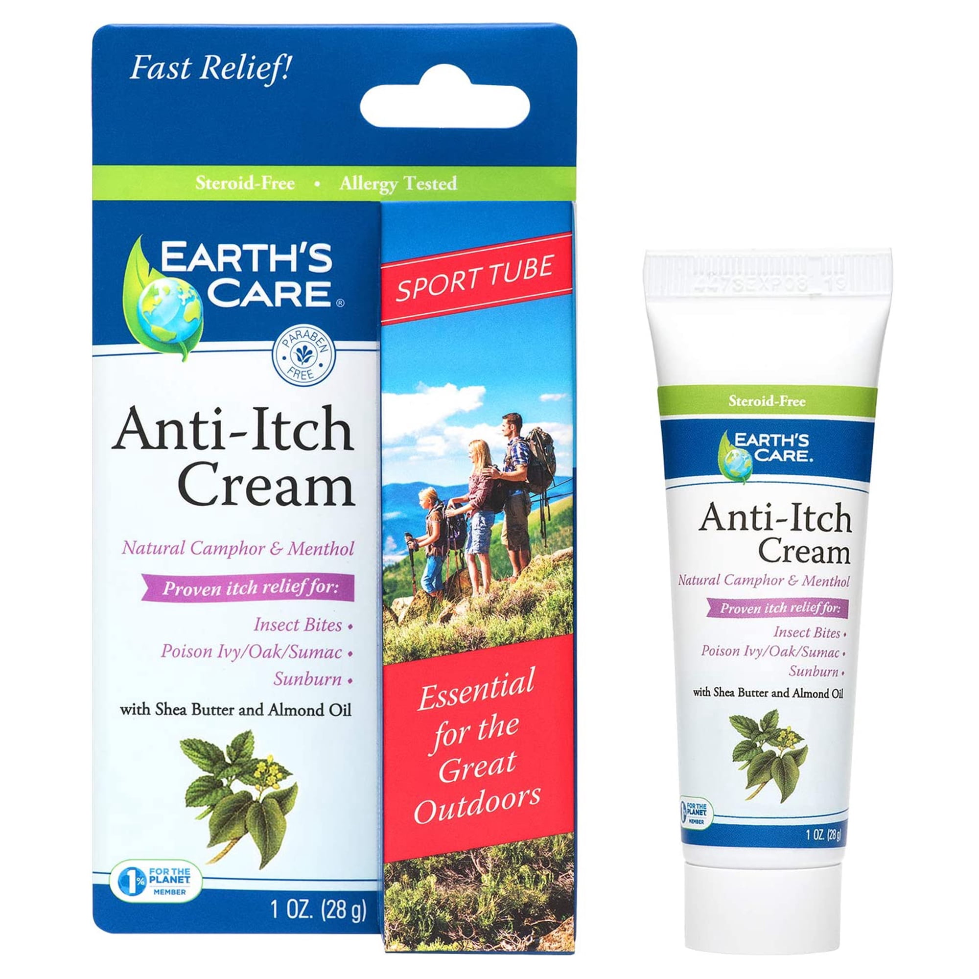 Earth’s Care Anti-Itch Cream with Shea Butter & Almond Oil, 1 Oz Sport ...