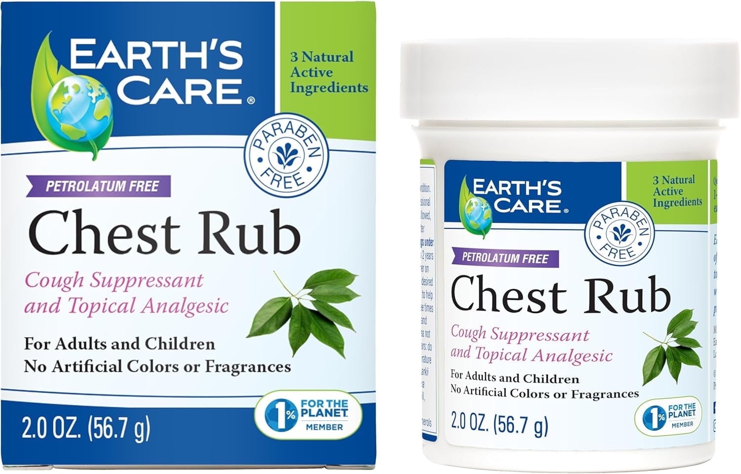 Earth's Care Petrolatum Free Chest Rub, Cough Suppressant and Topical ...