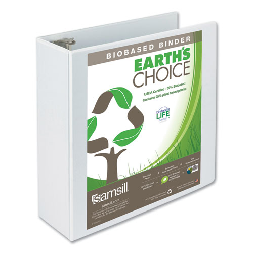 Earth's Choice Biobased Round Ring View Binder, 3 Rings, 4" Capacity ...