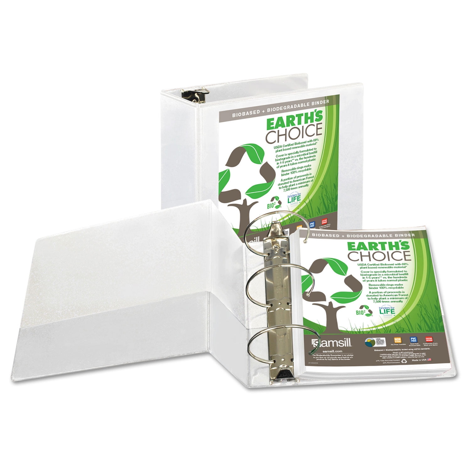 Samsill Earth's Choice 5" 3-Ring View Binders White (18907) - Walmart.com