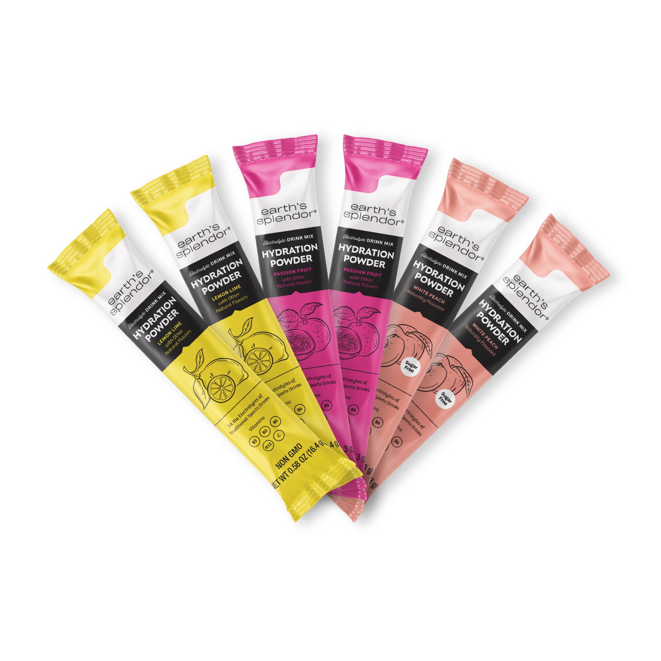 Earth's Splendor Electrolyte Sticks, Hydration Powder, 6 Pack Variety ...