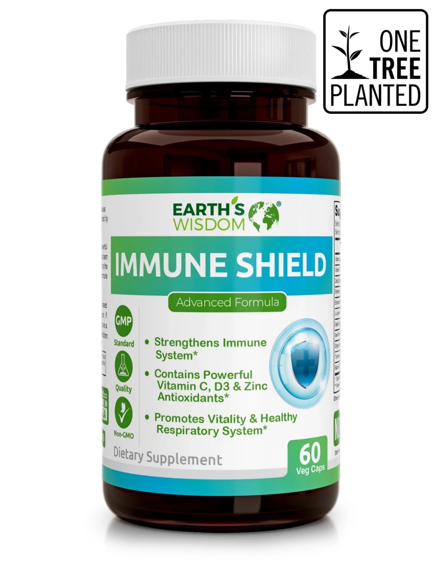 Earth's Wisdom Immune Support 1000mg Vitamin C, 5000 IU D3, 50mg Zinc ...