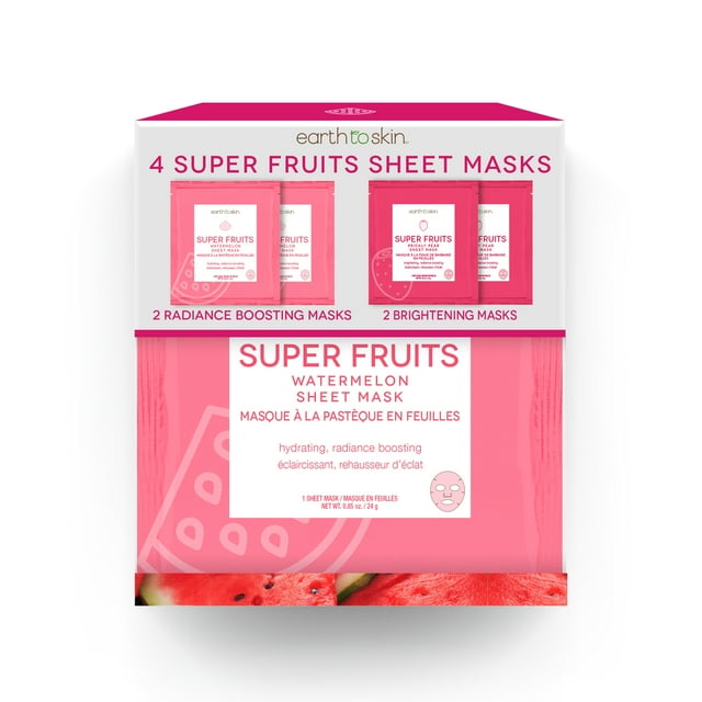 Earth to Skin Super Fruits Watermelon Sheet Masks, 4 Pack - Walmart.com