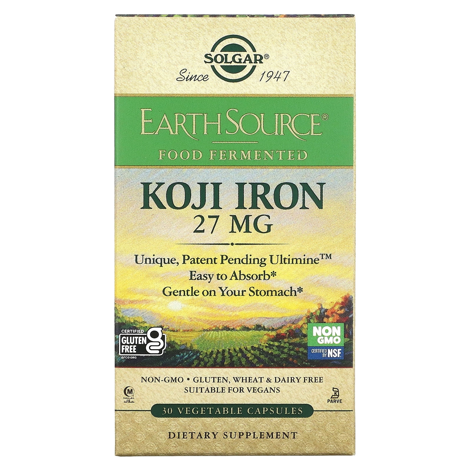 EarthSource Food Fermented, Koji Iron, 27 mg, 30 Vegetable Capsules ...