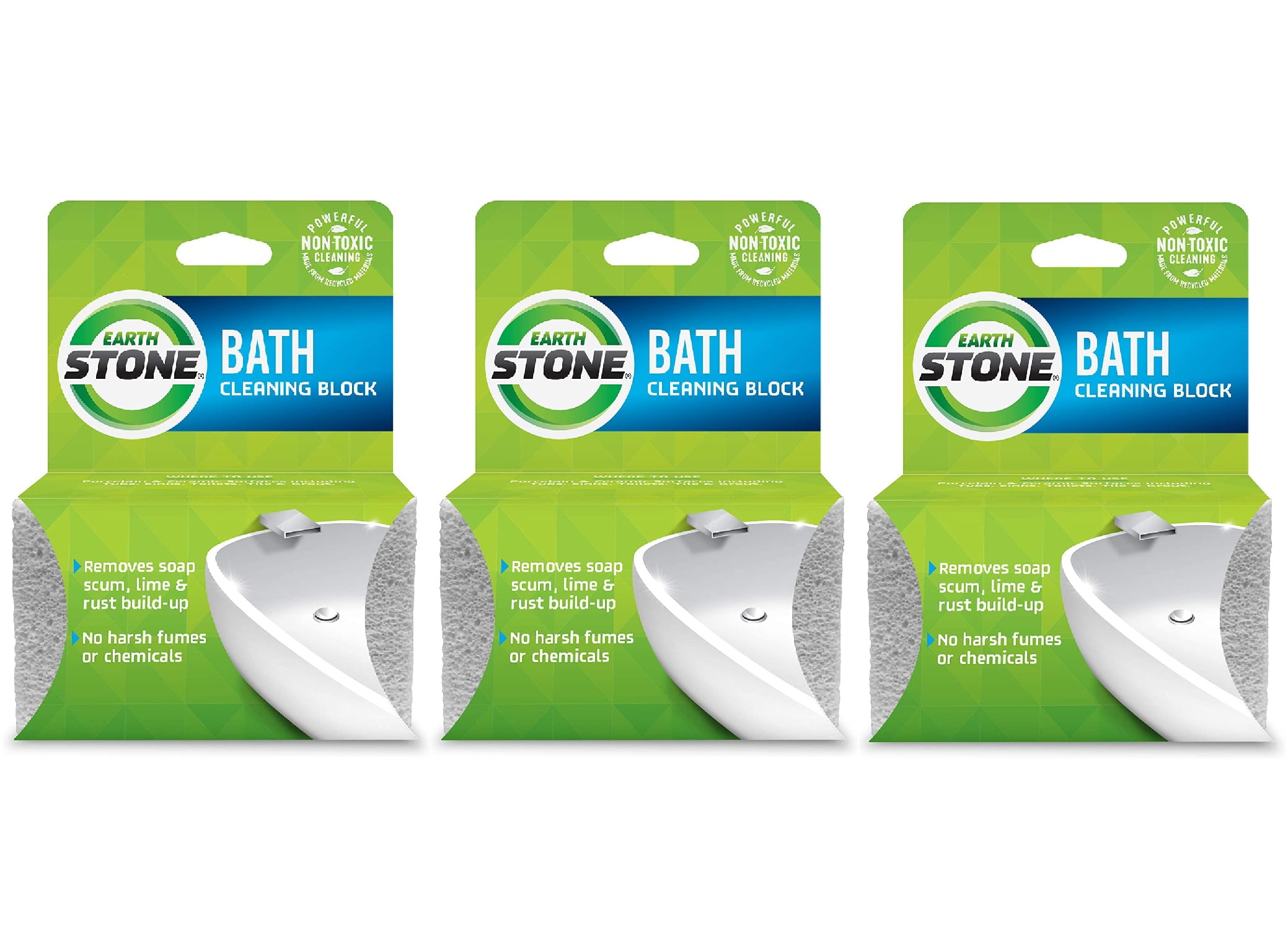 EarthStone Bath Cleaning Block 3-Pack, Chemical-Free Eco-Friendly ...