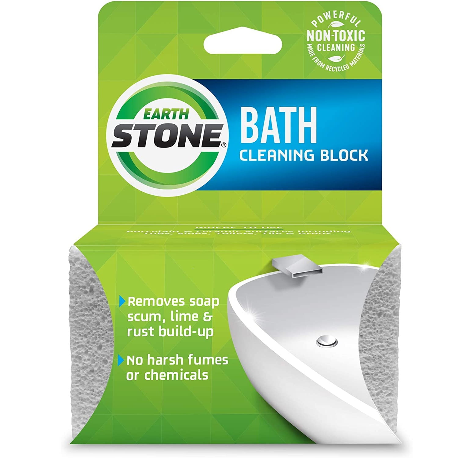 EarthStone Bath Cleaning Block, Chemical-Free Eco-Friendly Bathroom ...