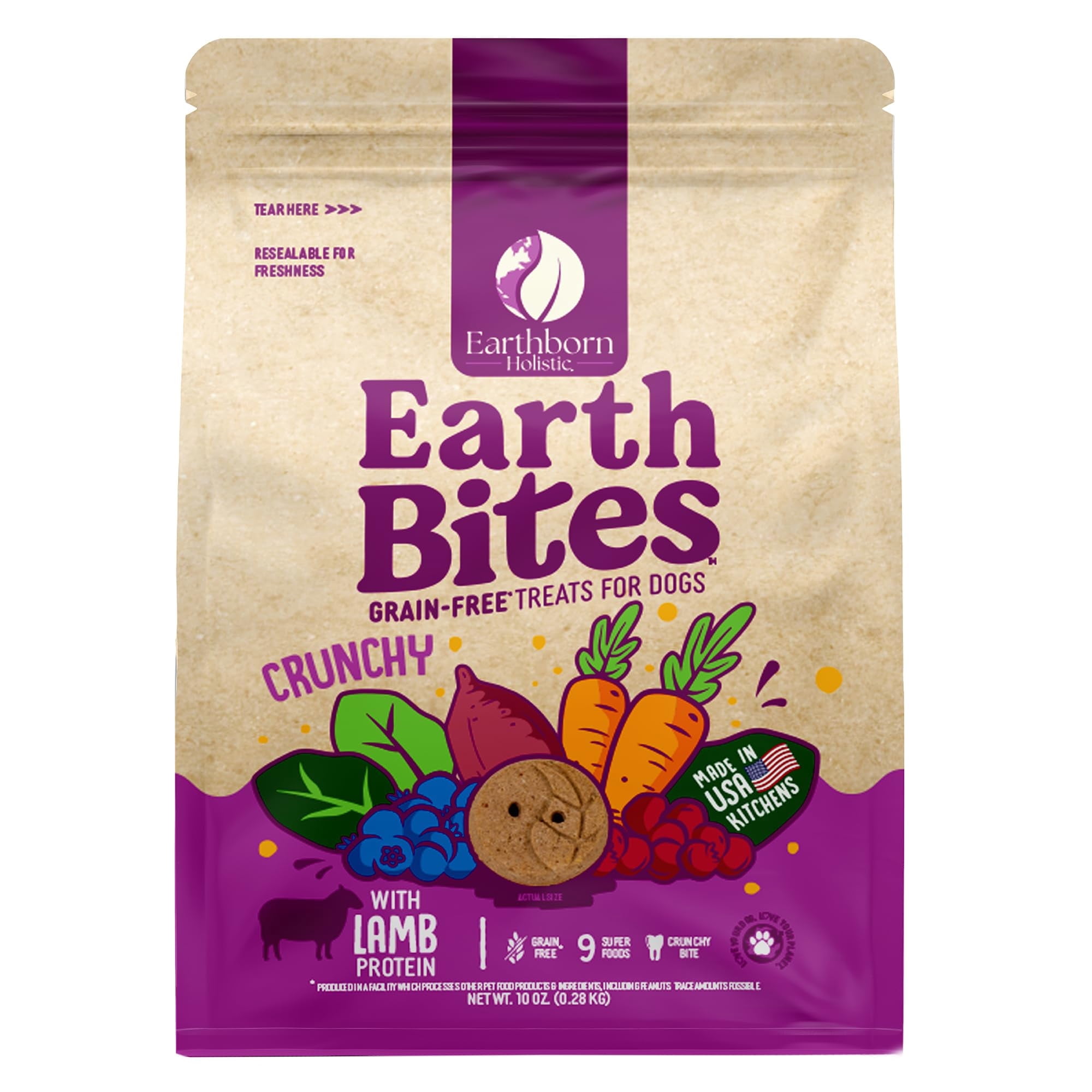 Earthborn EarthBites Crunchy Grain TGF4 Free Treats for Dogs (Lamb ...