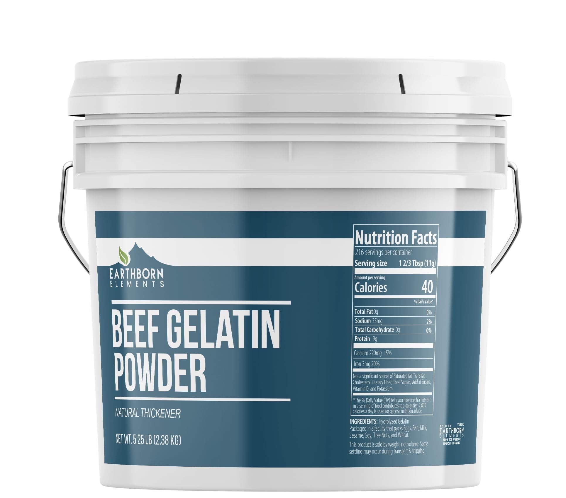 Earthborn Elements Beef Gelatin Powder 1 Gallon Bucket, Thickener, Home ...