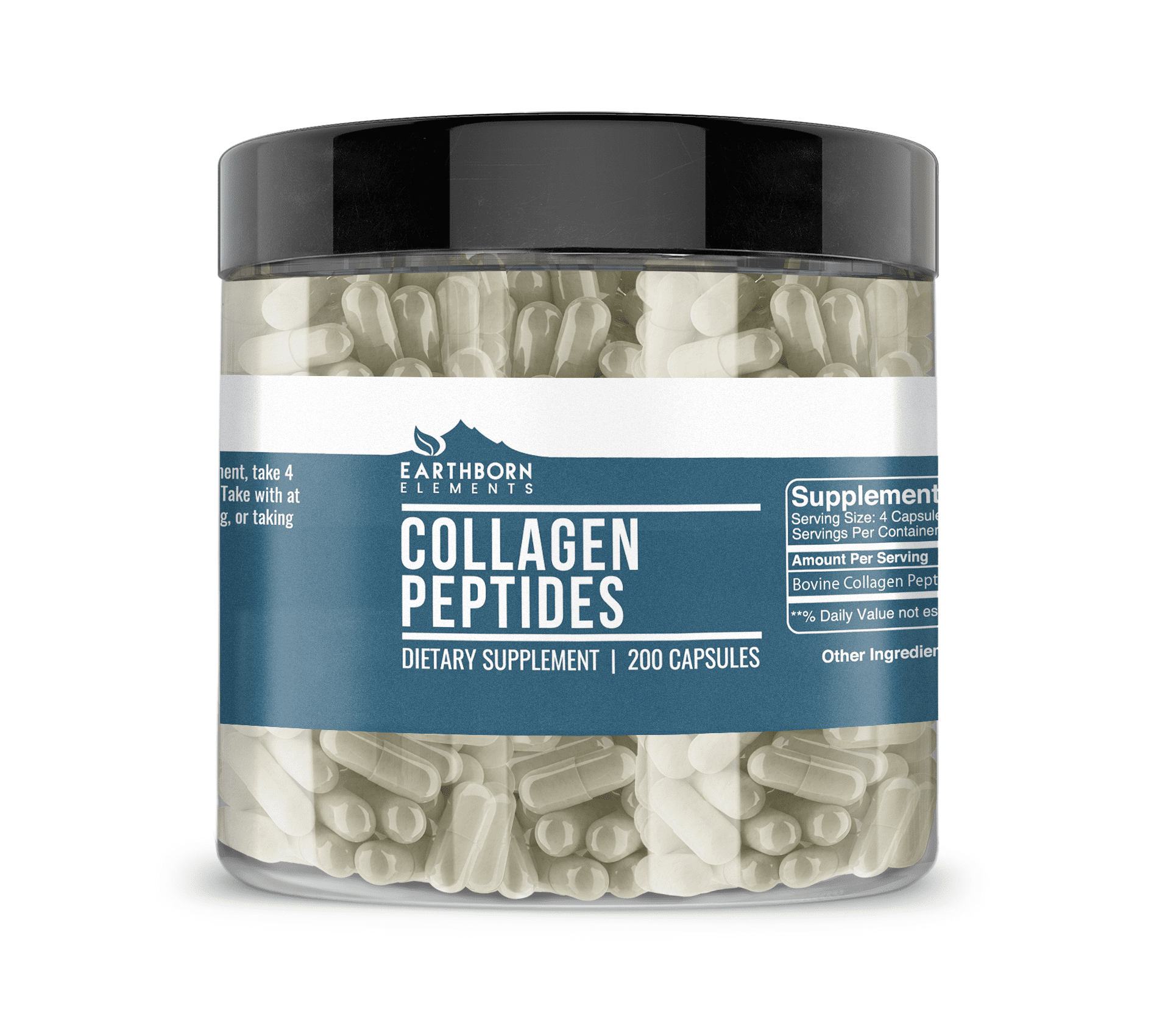 Earthborn Elements Collagen Peptides 200 Capsules, Pure & Undiluted, No ...