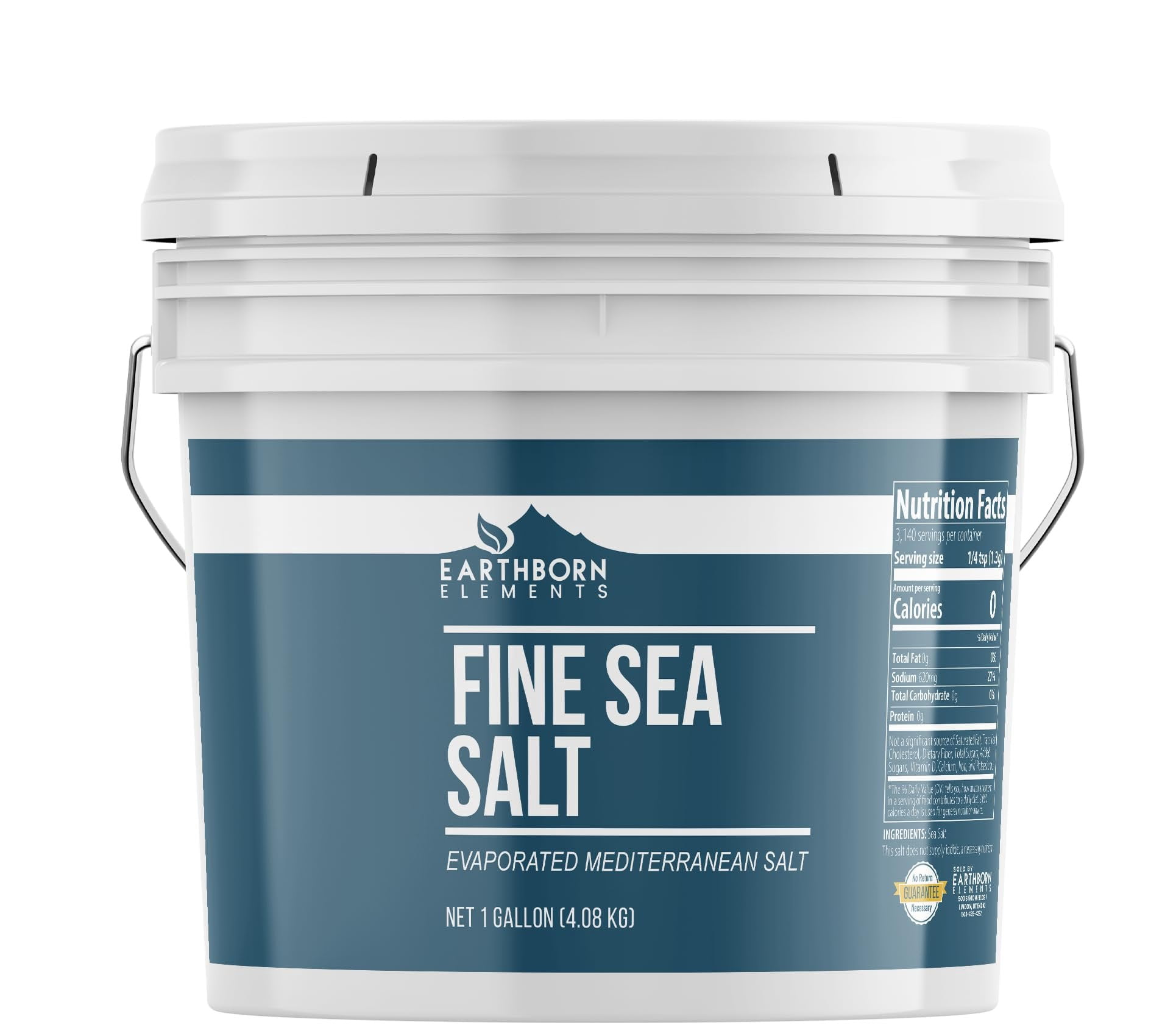 Earthborn Elements Fine Sea Salt, 1 Gallon Bucket, Sourced from Spain ...