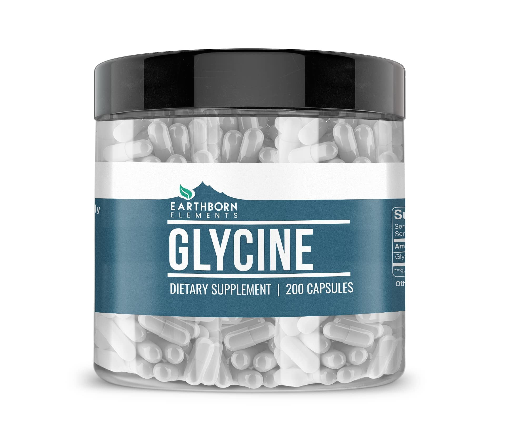Earthborn Elements Glycine 200 Capsules, Pure & Undiluted, No Additives ...