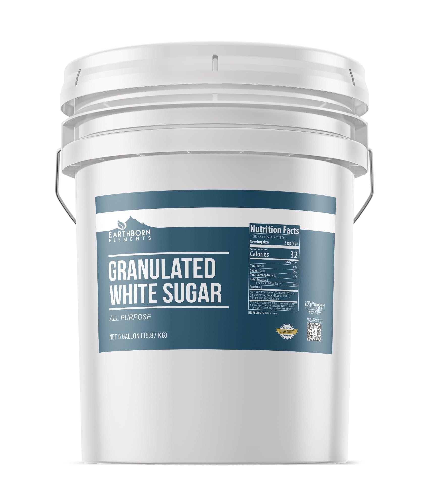 Earthborn Elements Granulated White Sugar 5-Gallon Bucket, Baking ...