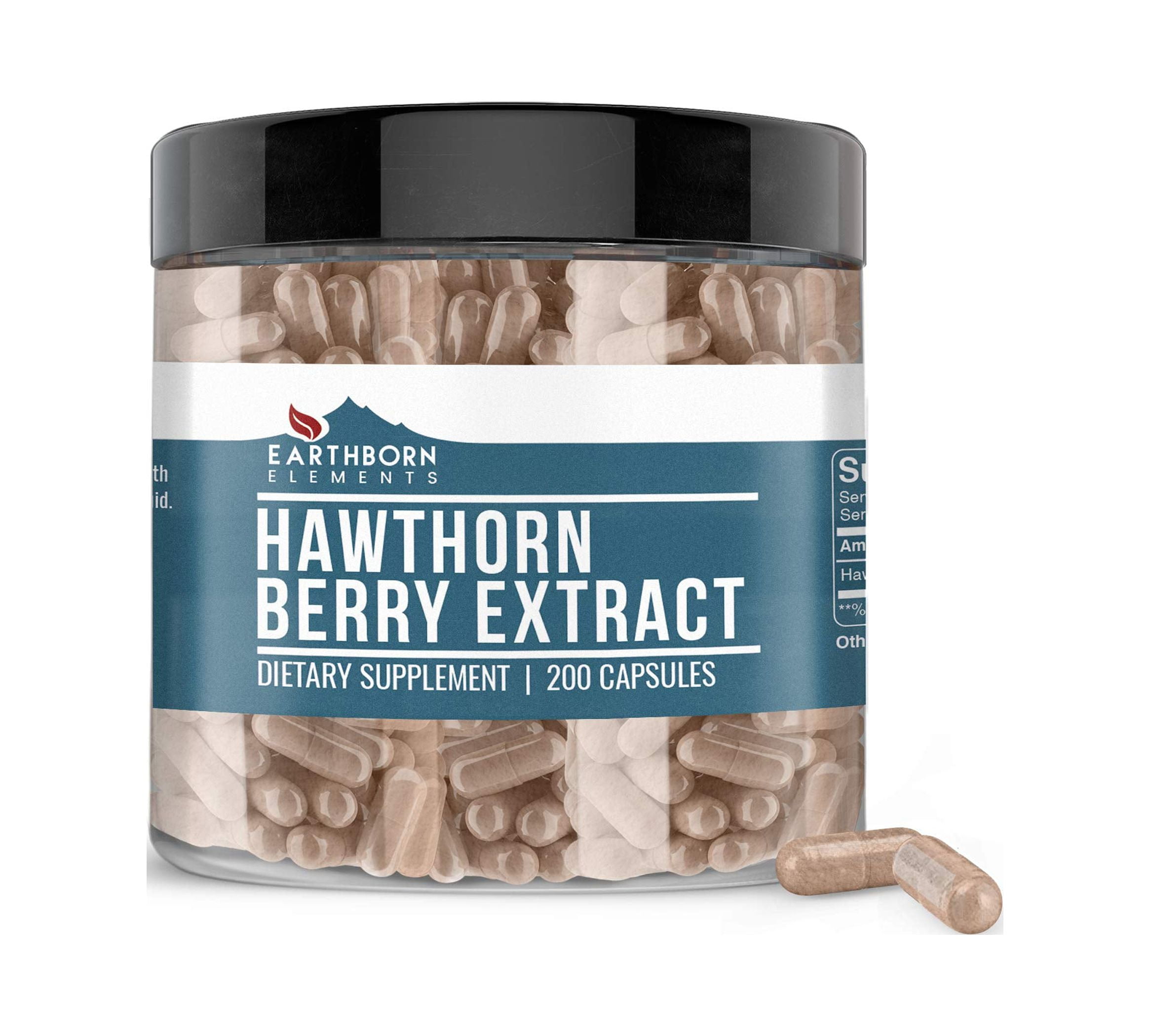 Earthborn Elements Hawthorn Berry Extract 200 Capsules, Pure & Undiluted, No Additives - Walmart.com
