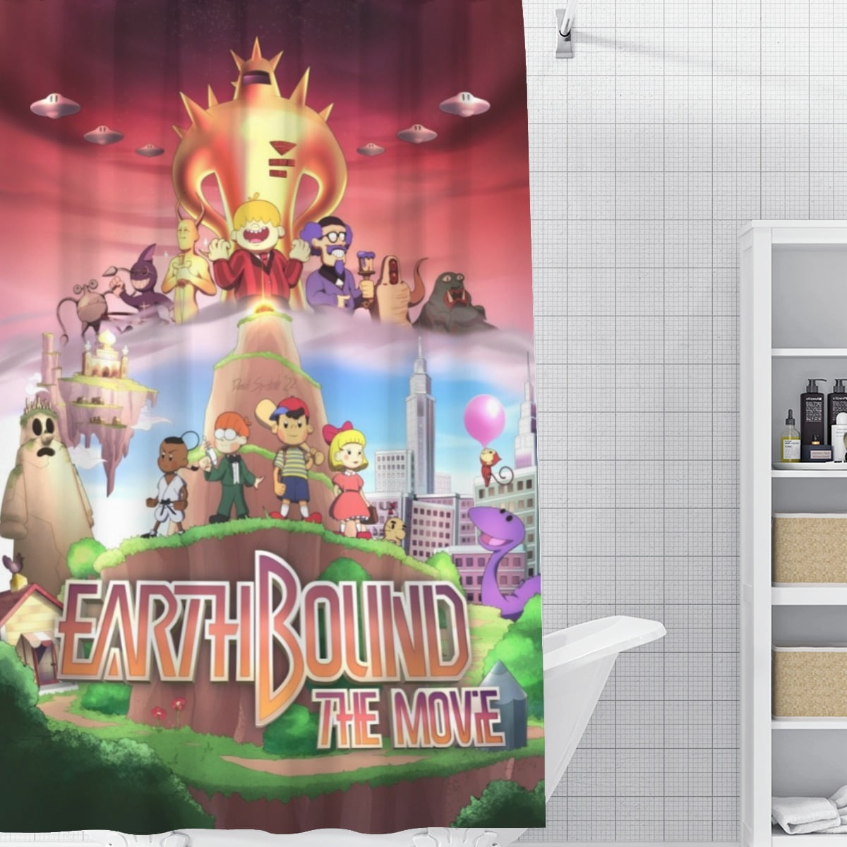 Earthbound Movie-theme Bathroom Shower Curtain Home Decor,Bath Curtains Durable Waterproof Bath ...