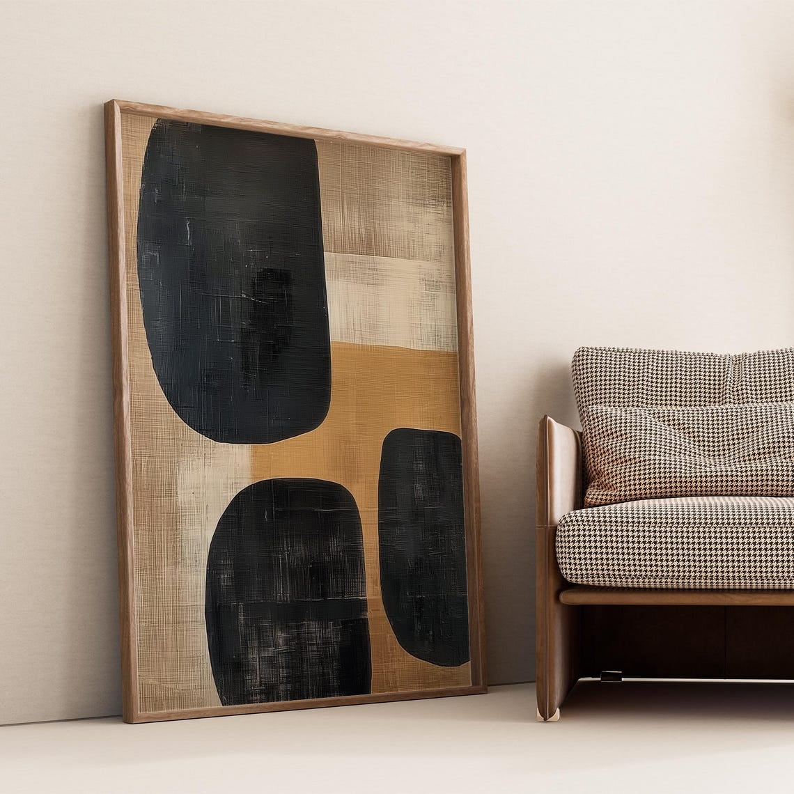Earthbound Shapes Wabi Sabi Minimalist Abstract Wall Art Black And ...