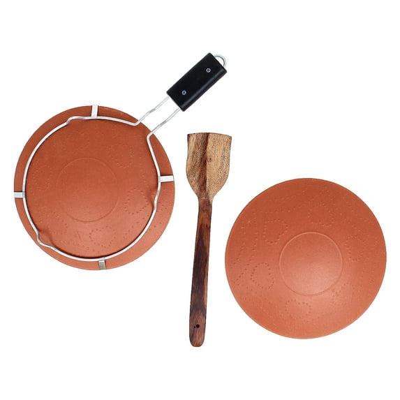 Earthenware Clay Tawa Mitti Ka Tawa Combo - Clay Tawa With Stand ...