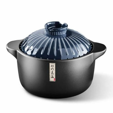 Ceramic Stewing Pot with Lid Round Casserole Clay Pot Japanese Style ...