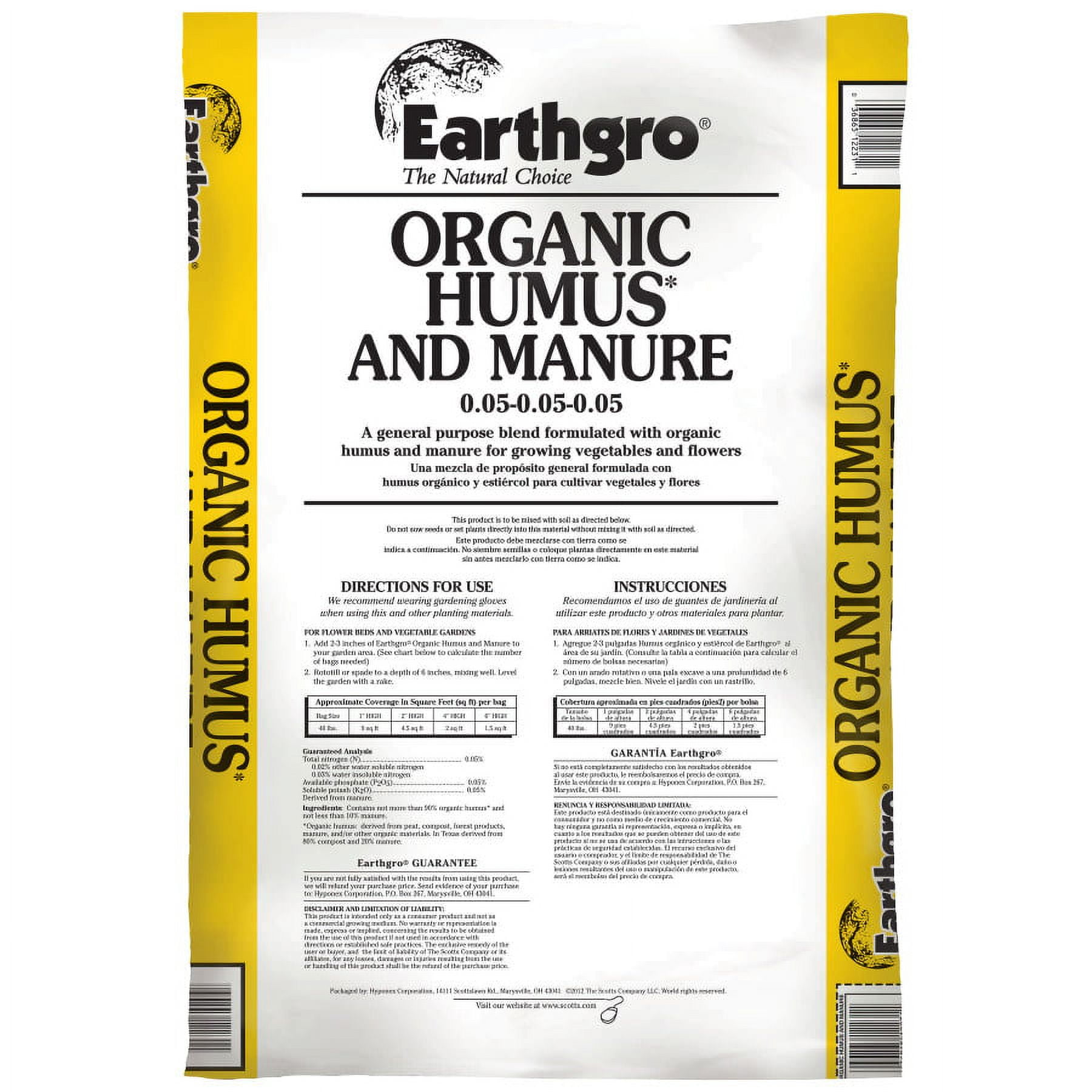 Earthgro Organic Humus & Manure, 40 Lb. - Walmart Business Supplies