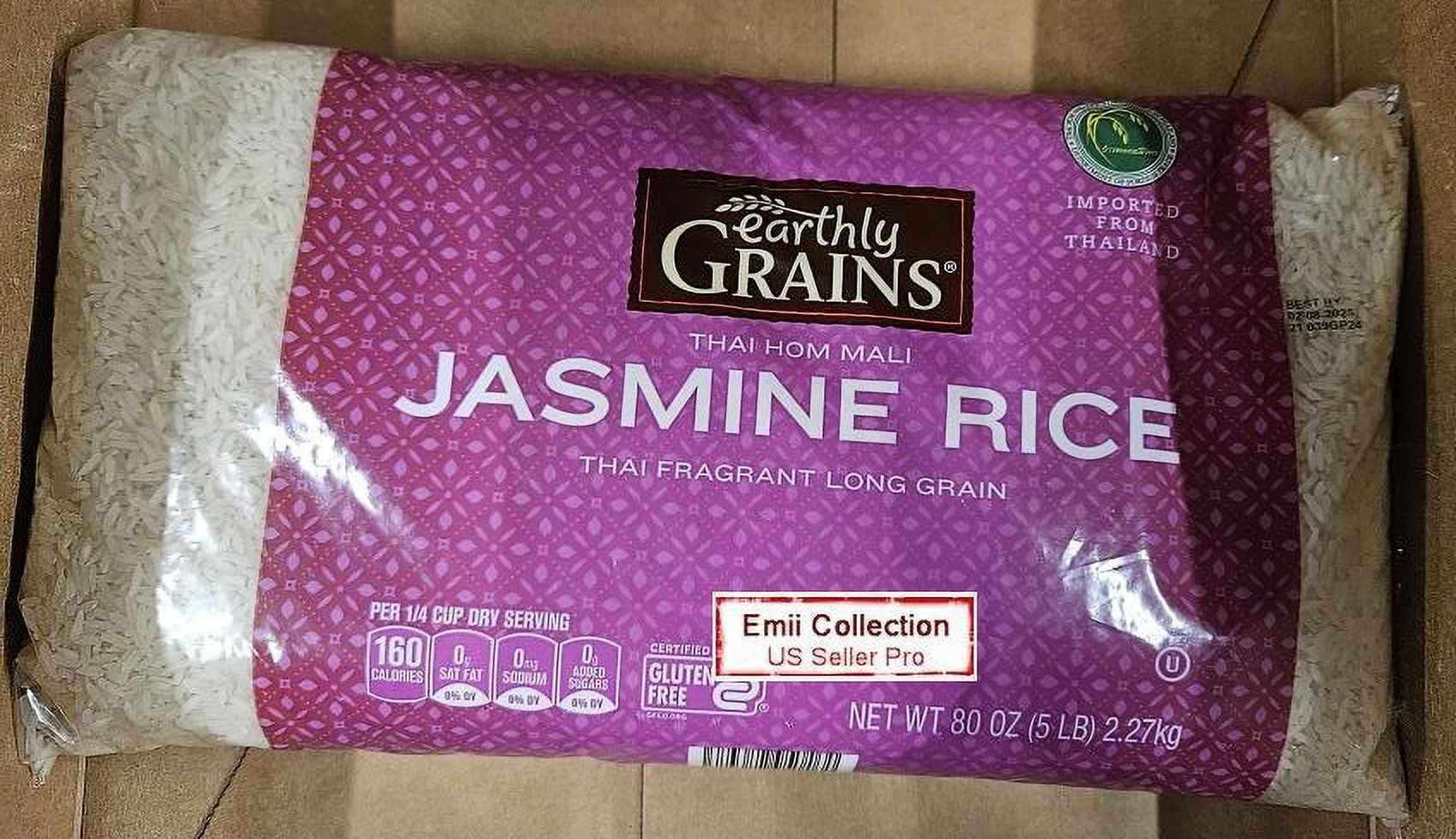 Earthly THAI HOM MALI Jasmine Rice Thai Fragrant Long Grain 80oz 2.27kg ...