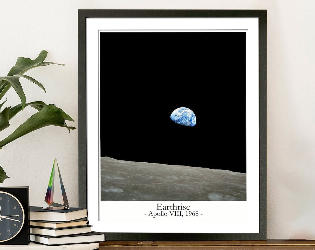Earthrise Photo Space Wall Art Ready Space Print / Space Poster Earth ...