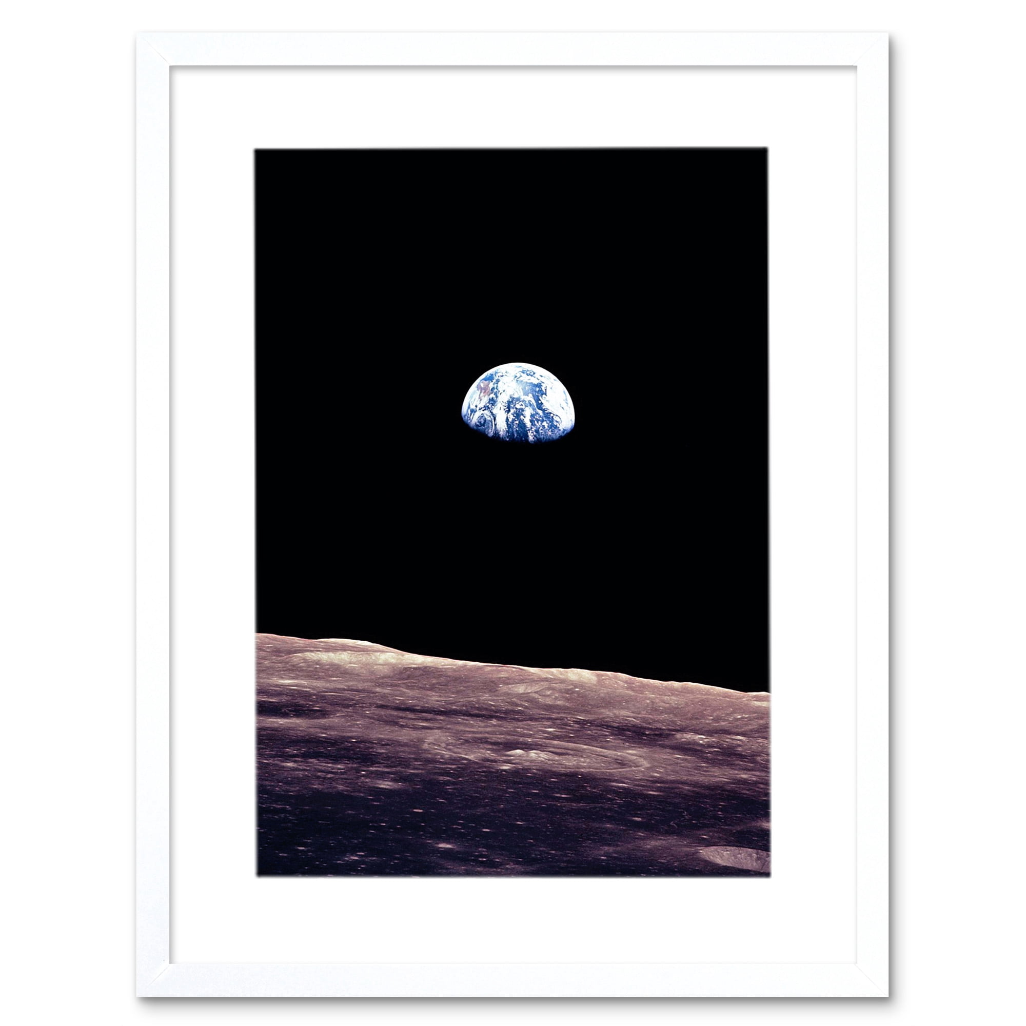Earthrise Space Photo Planet Earth Lunar Moon Crater Surface 1968 NASA ...
