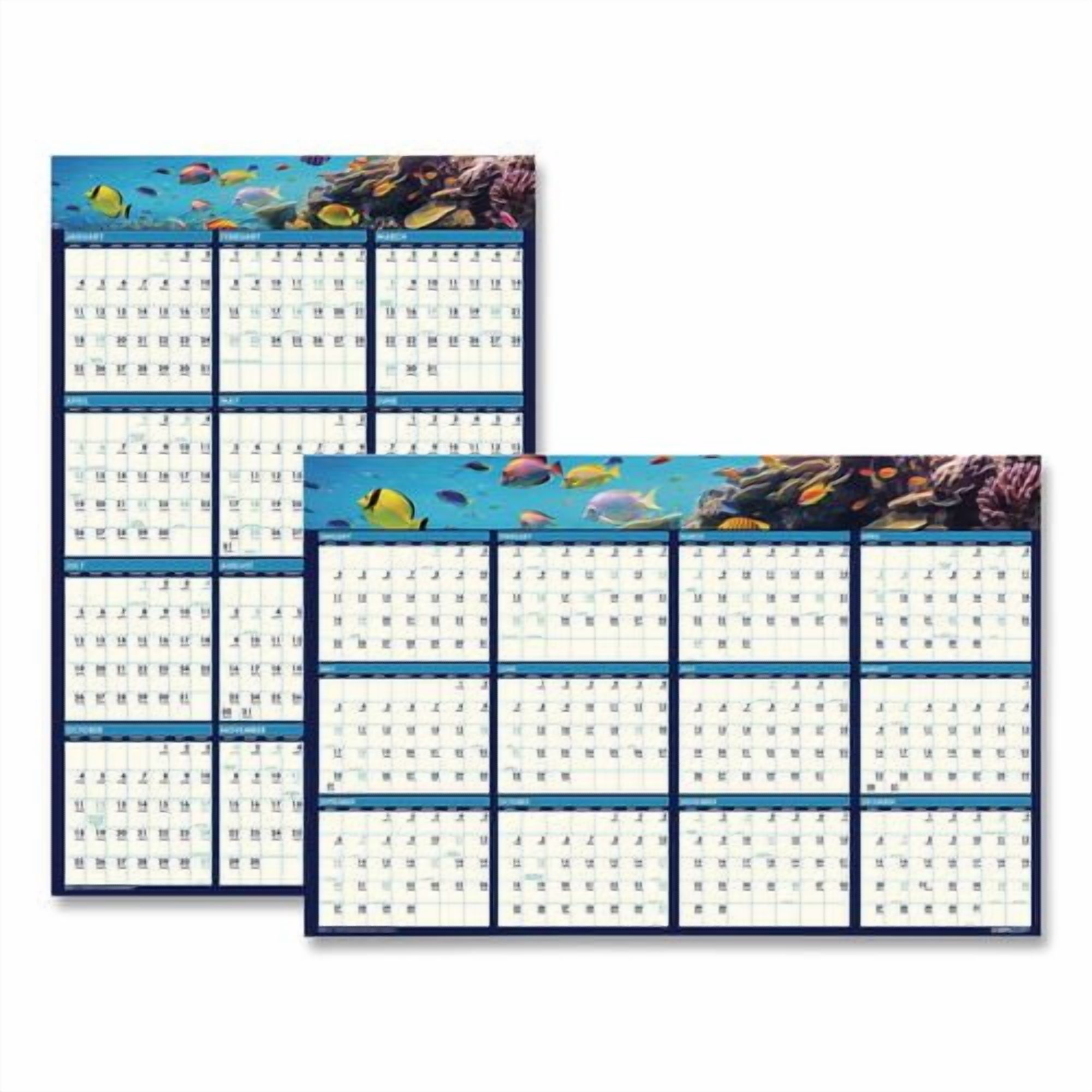 Earthscapes Recycled Reversible/Erasable Yearly Wall Calendar, Sea Life ...