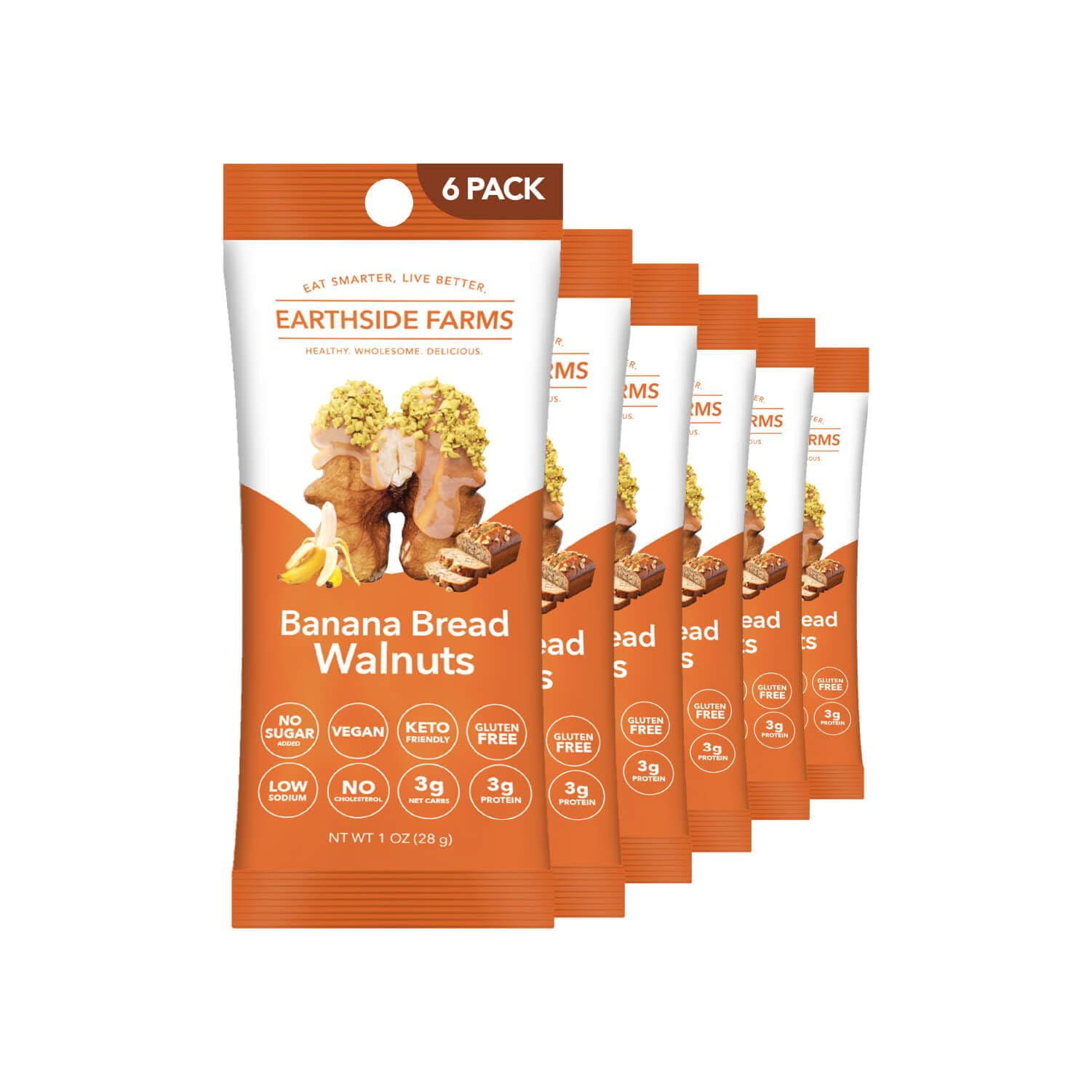 Earthside Farms Banana Bread AKF18 Walnuts, Individual Packs Flavored ...