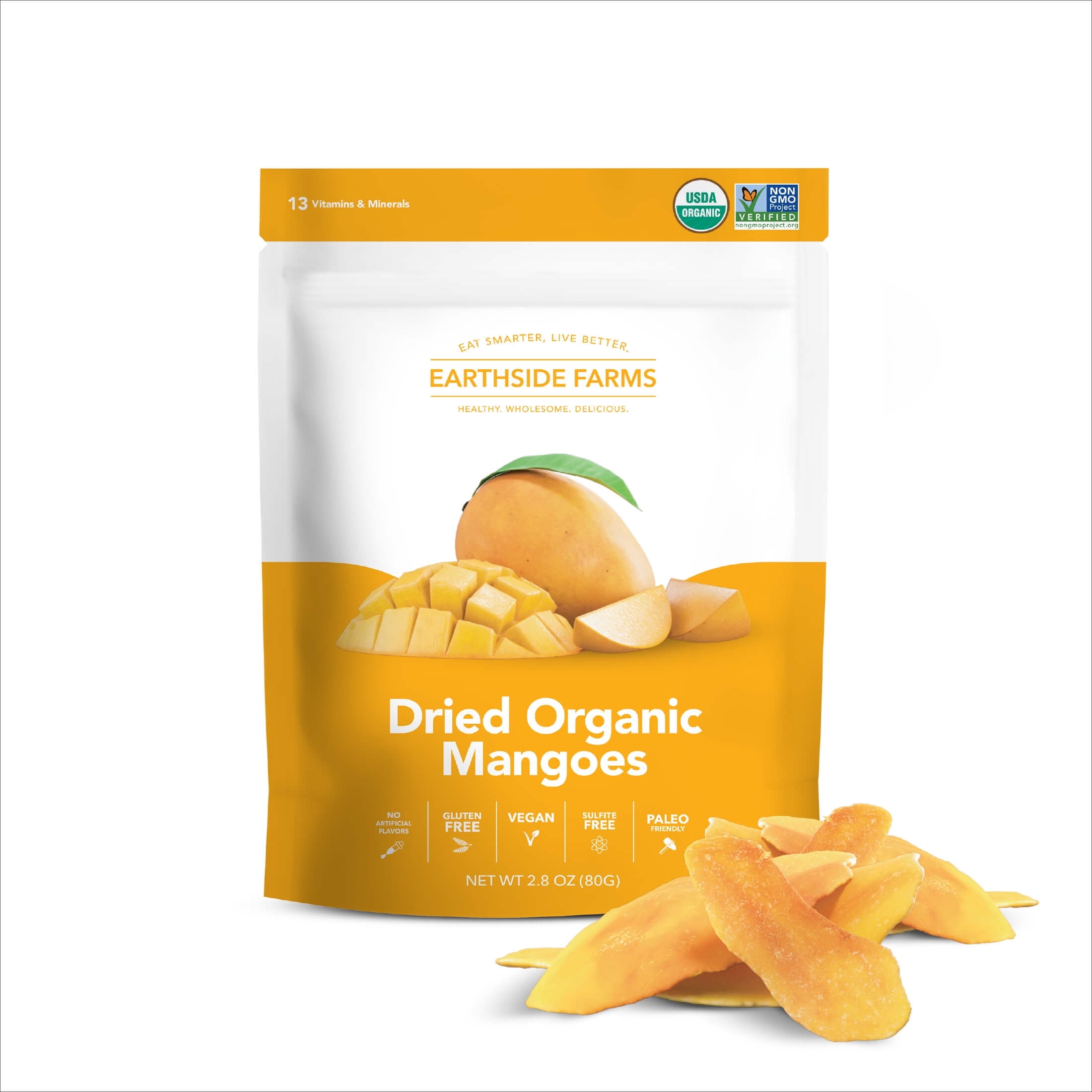 Earthside Farms Dried Organic Mangoes, Dried Fruit 2.8 oz, 6 Pack ...