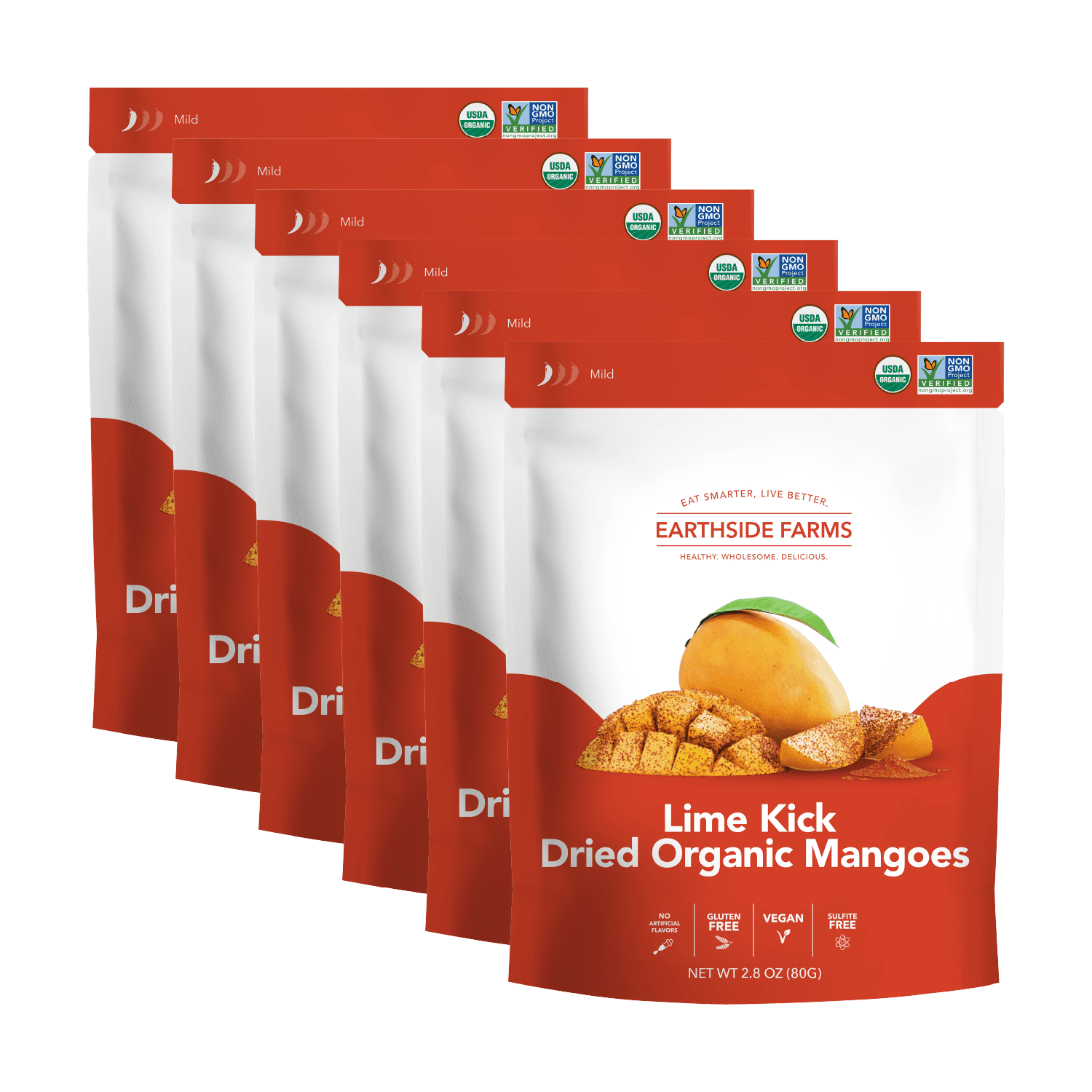 Earthside Farms Lime Kick Dried Organic Mangoes, 6 Pack, 2.8oz ...