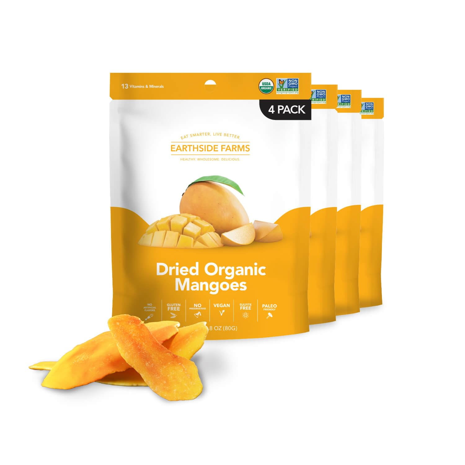 Earthside Farms OrganicEGSC Dried Mangoes, Plain Dried Mangoes, Gluten ...