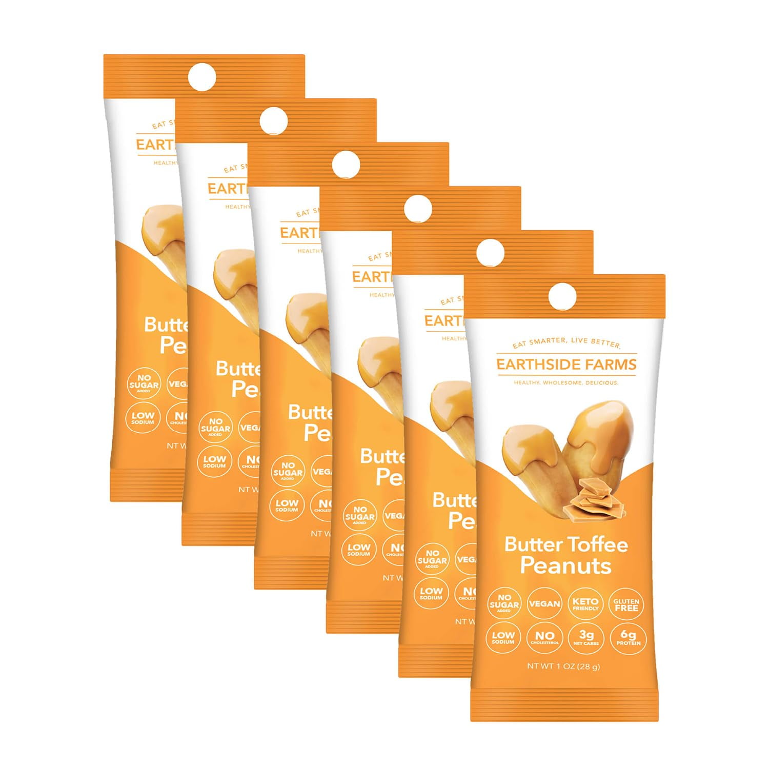 Earthside Farms Peanuts, Low Sugar HYZ01 Keto Snack, Non GMO, Vegan, Individual Packs of Sweet ...