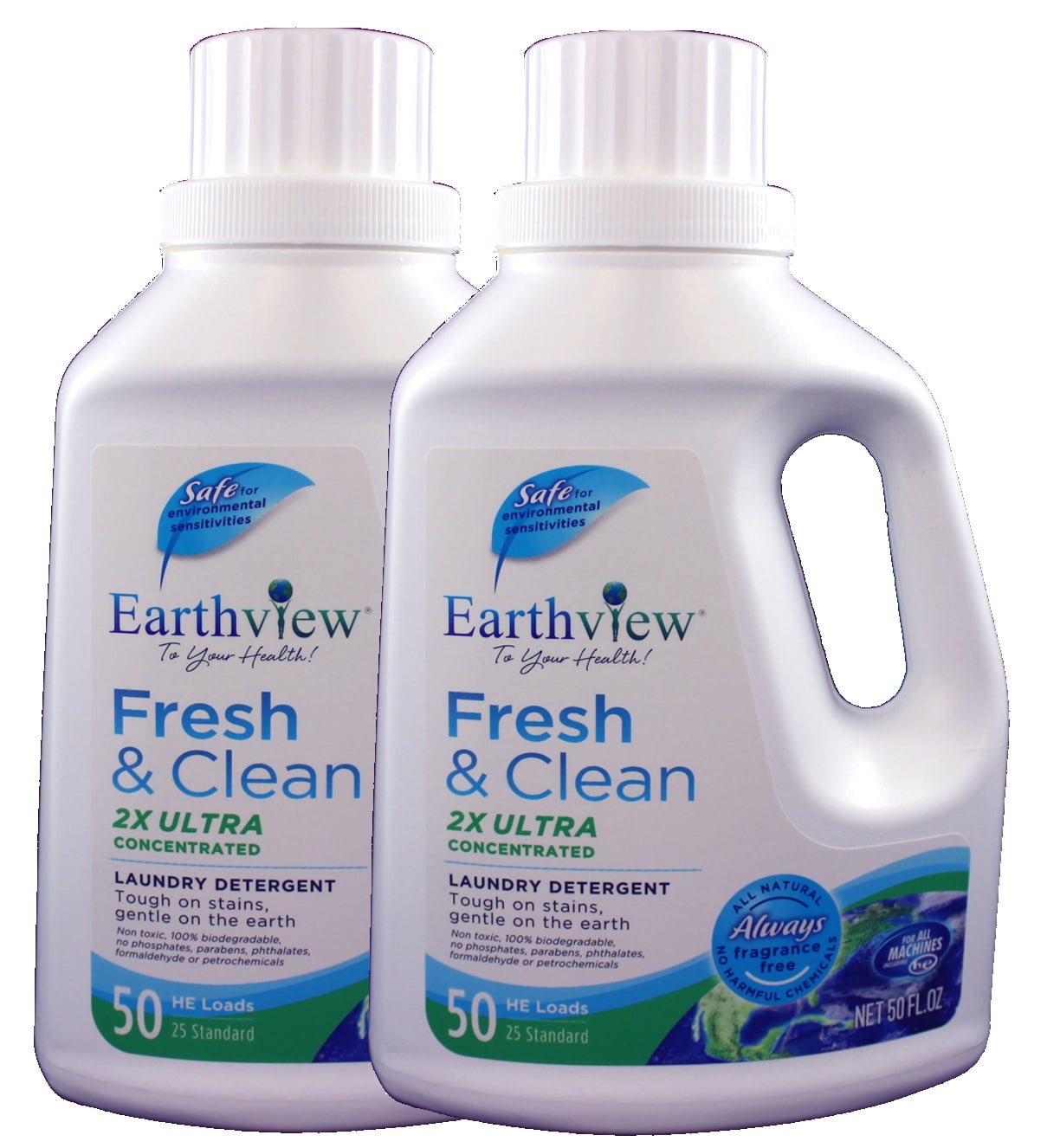 Earthview Laundry Detergent, Fragrance Free, 2 pk/ 50 oz- Designed for ...