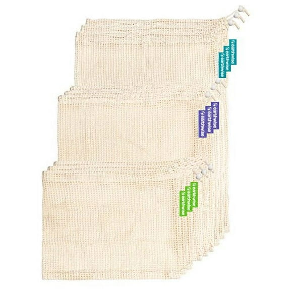 Earthwise Reusable Mesh Produce Bags in 100% Cotton Biodegradable ...