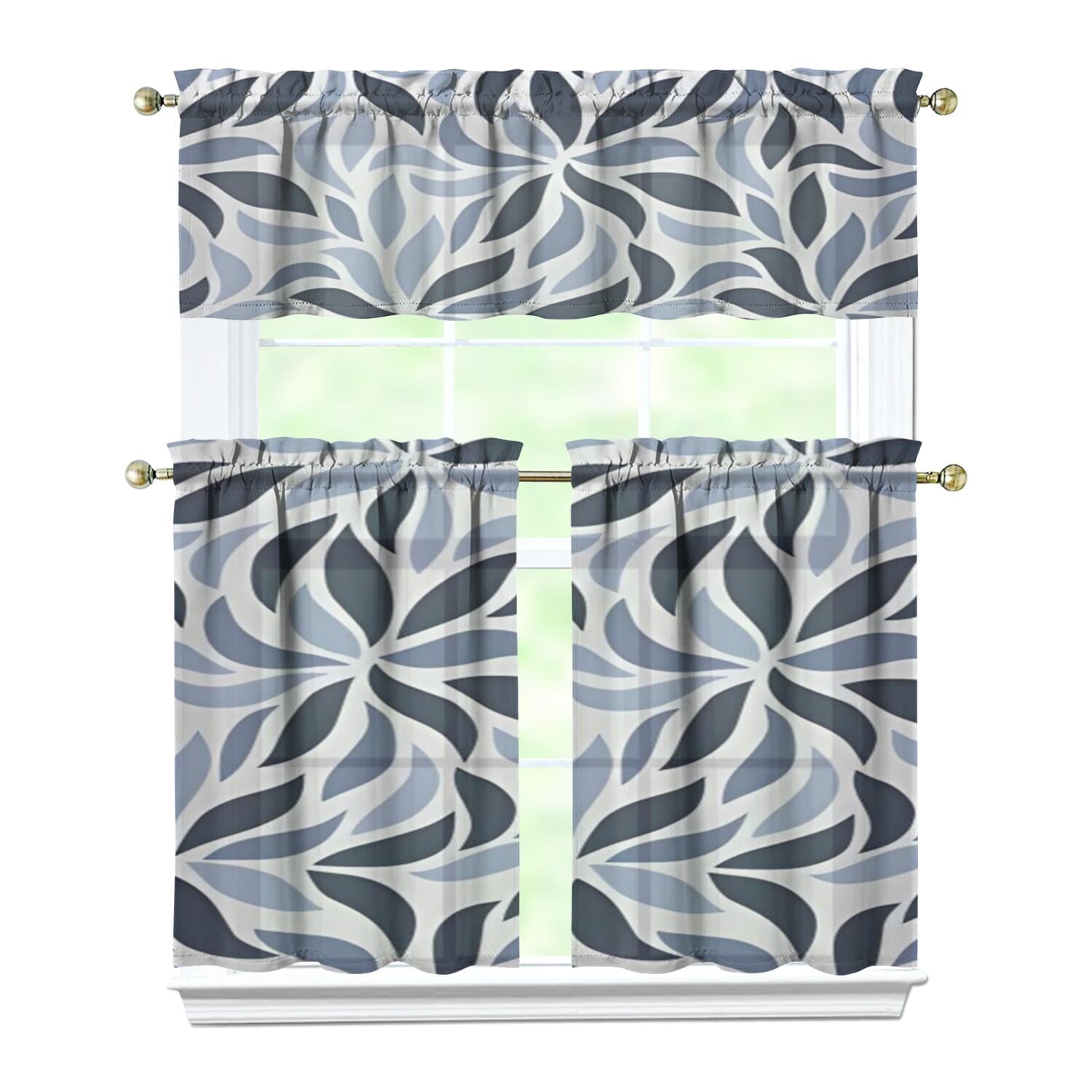 Earthy Bohemian Kitchen Curtains 3 Piece Set - Boho Chic Vintage Tier ...